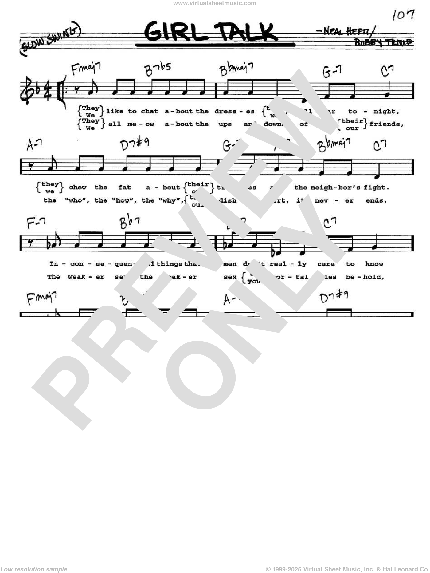 Girl Talk sheet music (real book with lyrics) (PDF)