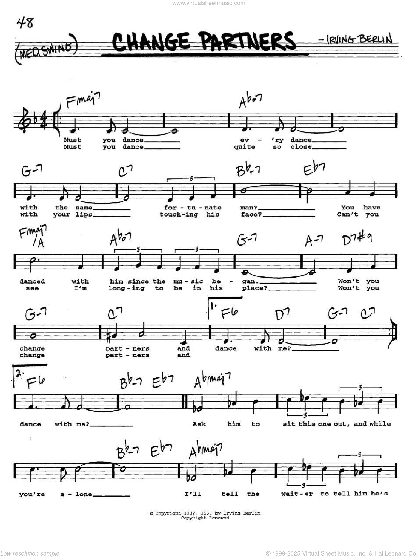 Change Partners sheet music (real book with lyrics) (PDF)