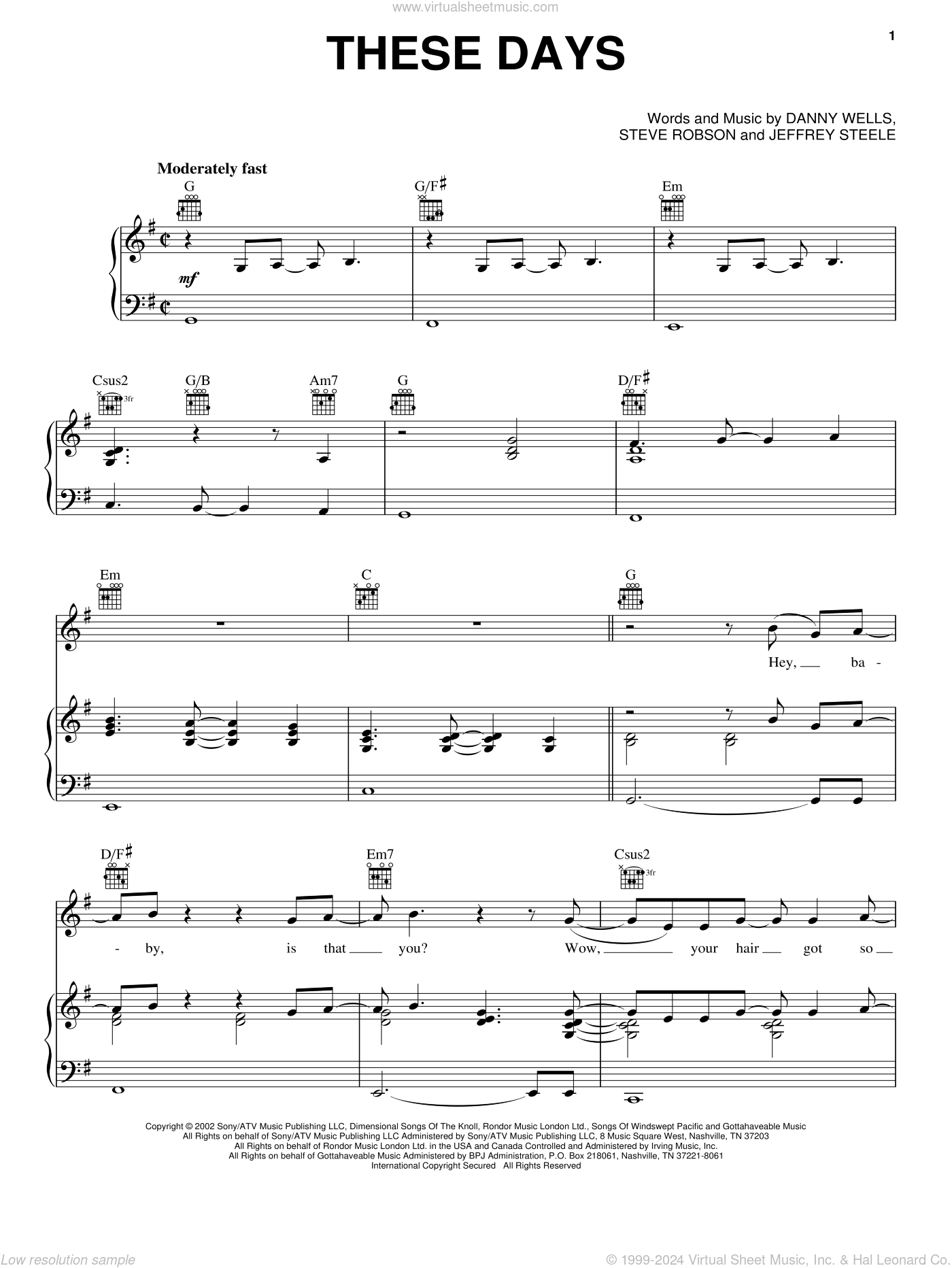 Rascal Flatts: These Days sheet music for voice, piano or guitar