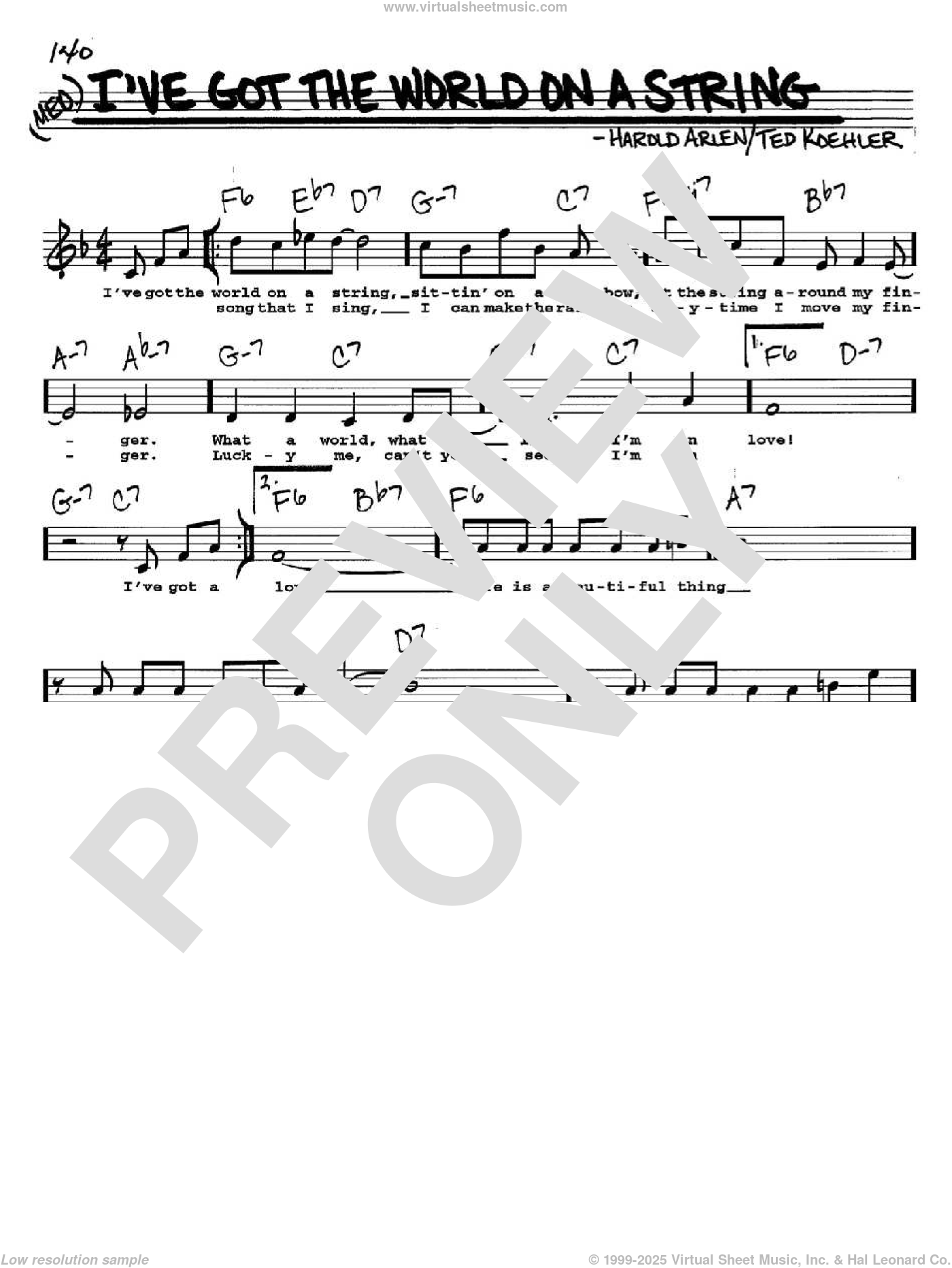 I've Got The World On A String sheet music (real book with lyrics)