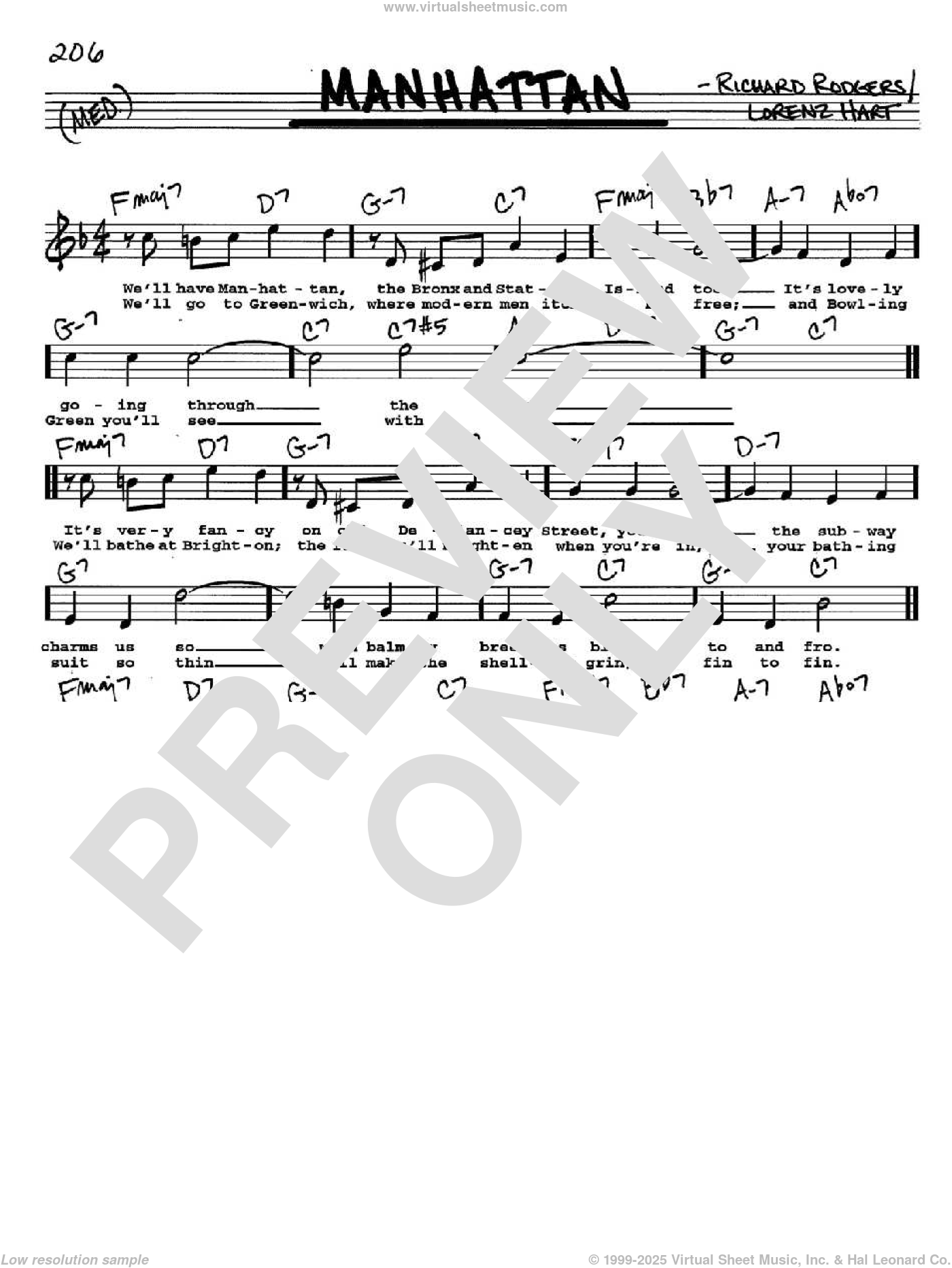 Manhattan sheet music (real book with lyrics) (PDF)
