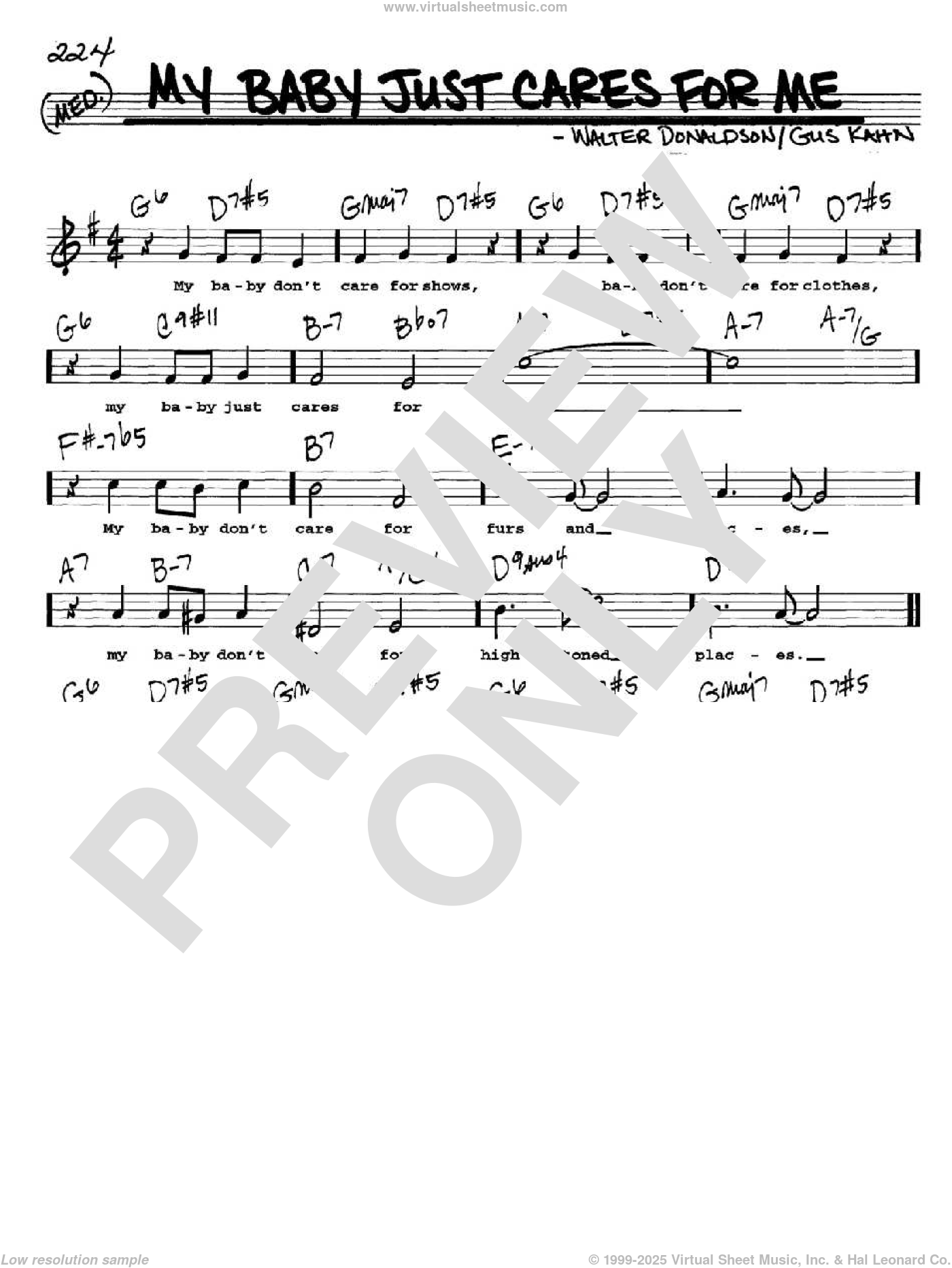 My Baby Just Cares For Me sheet music (real book with lyrics)