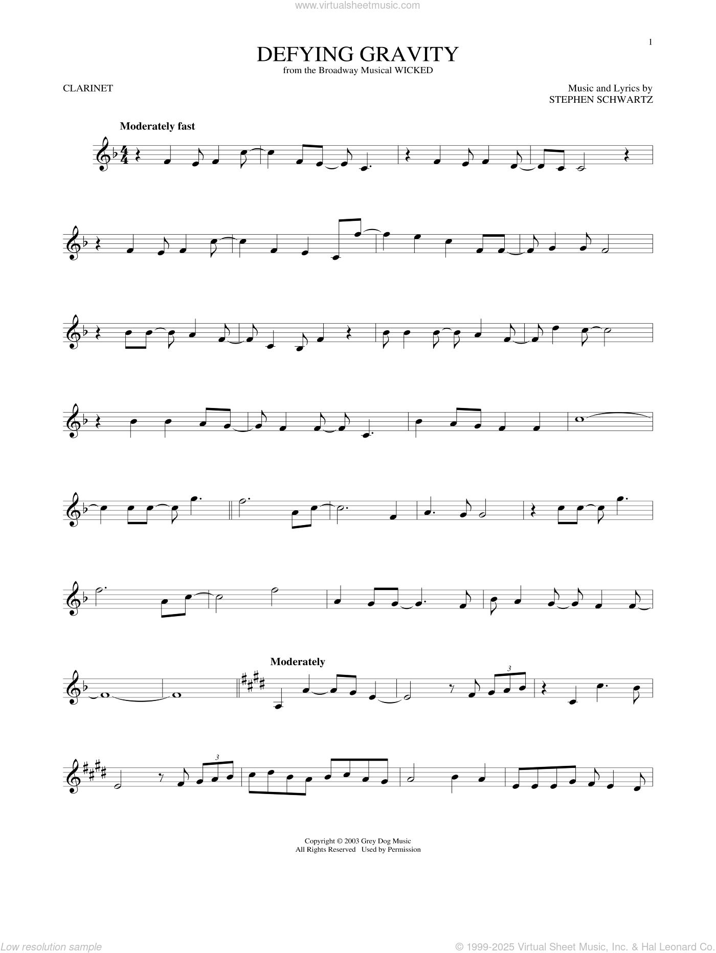 Stephen Schwartz: Defying Gravity (from Wicked) sheet music for ...
