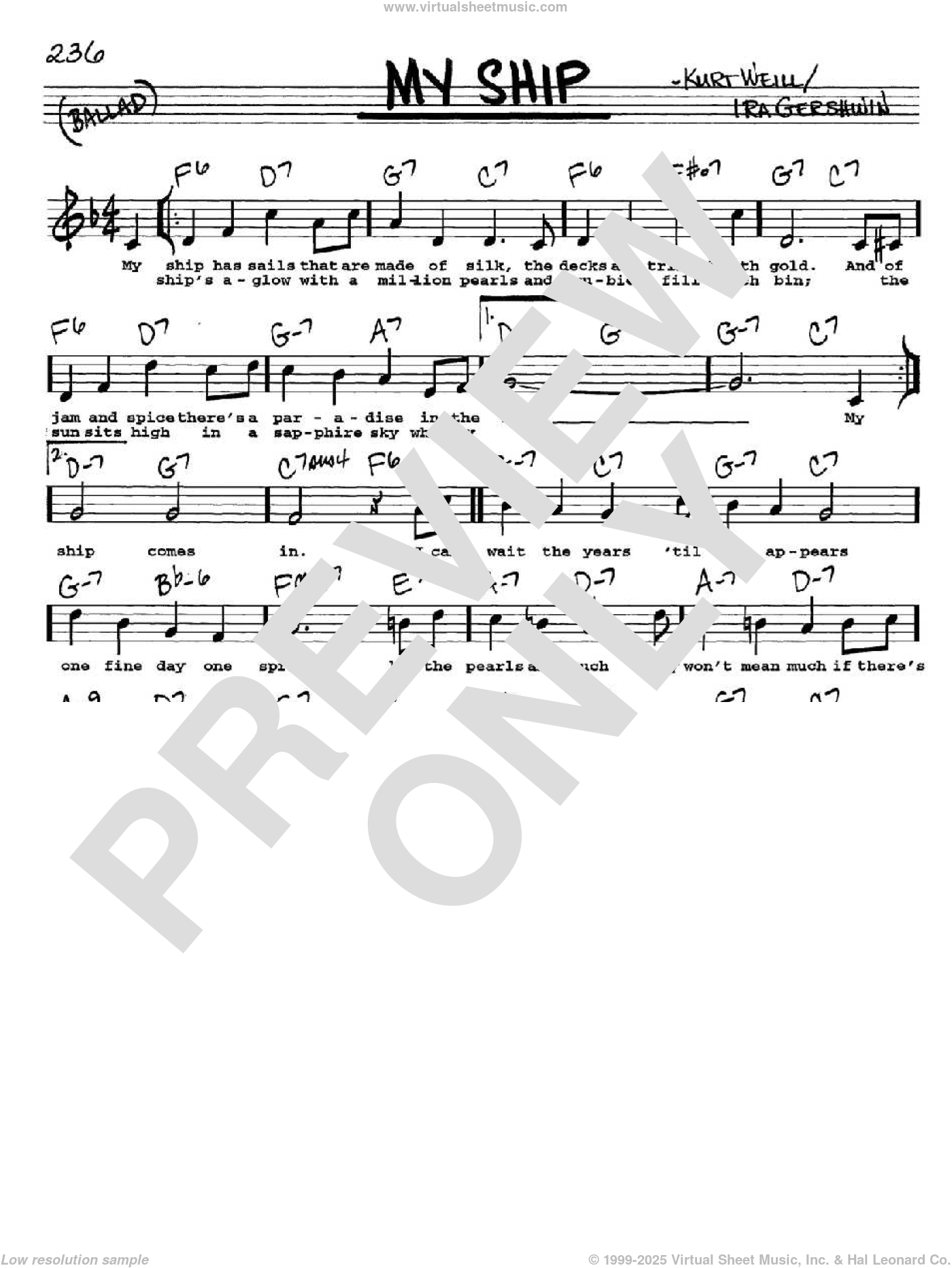 My Ship sheet music (real book with lyrics) (PDF)