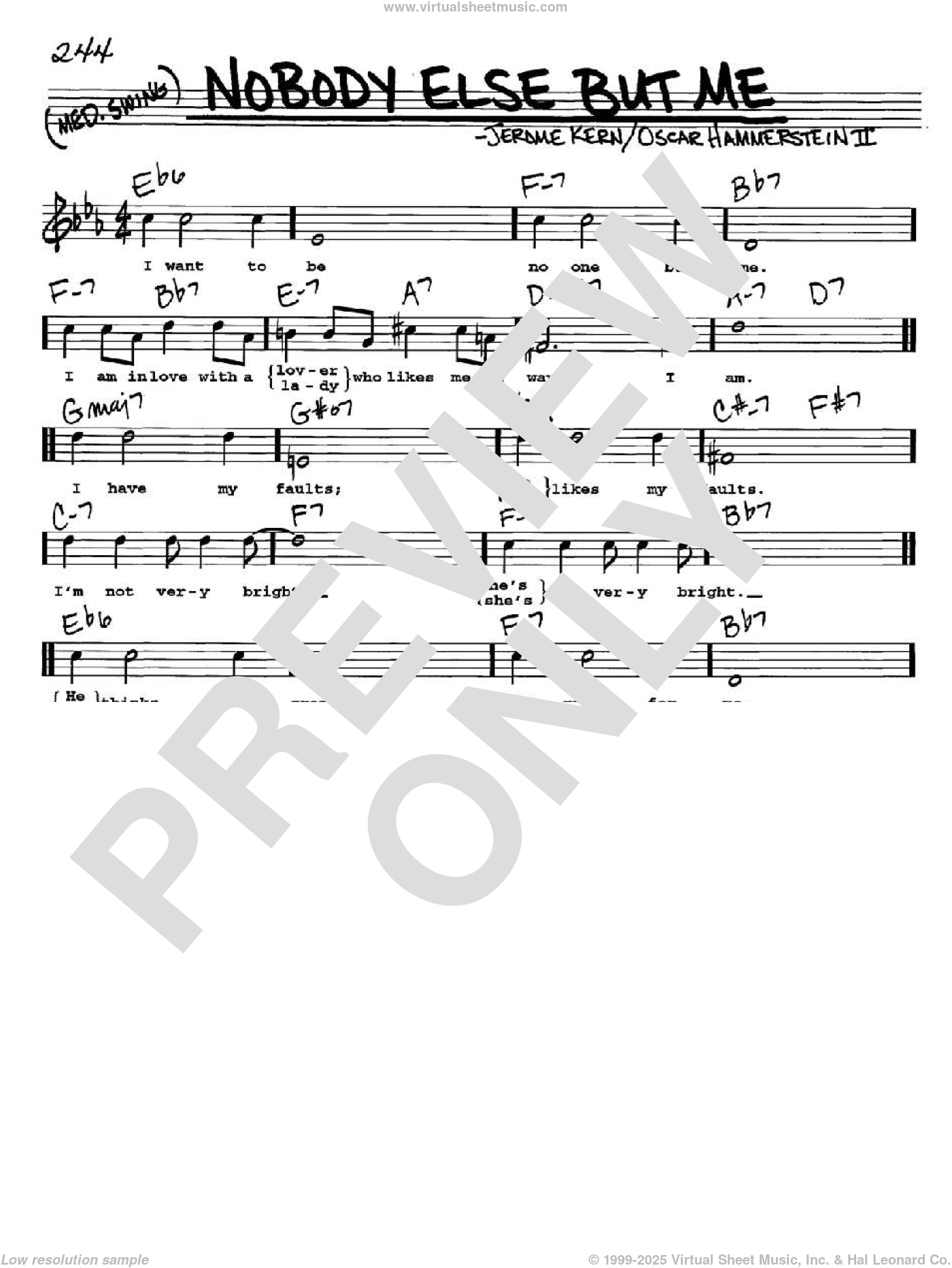 Nobody Else But Me sheet music (real book with lyrics) (PDF)