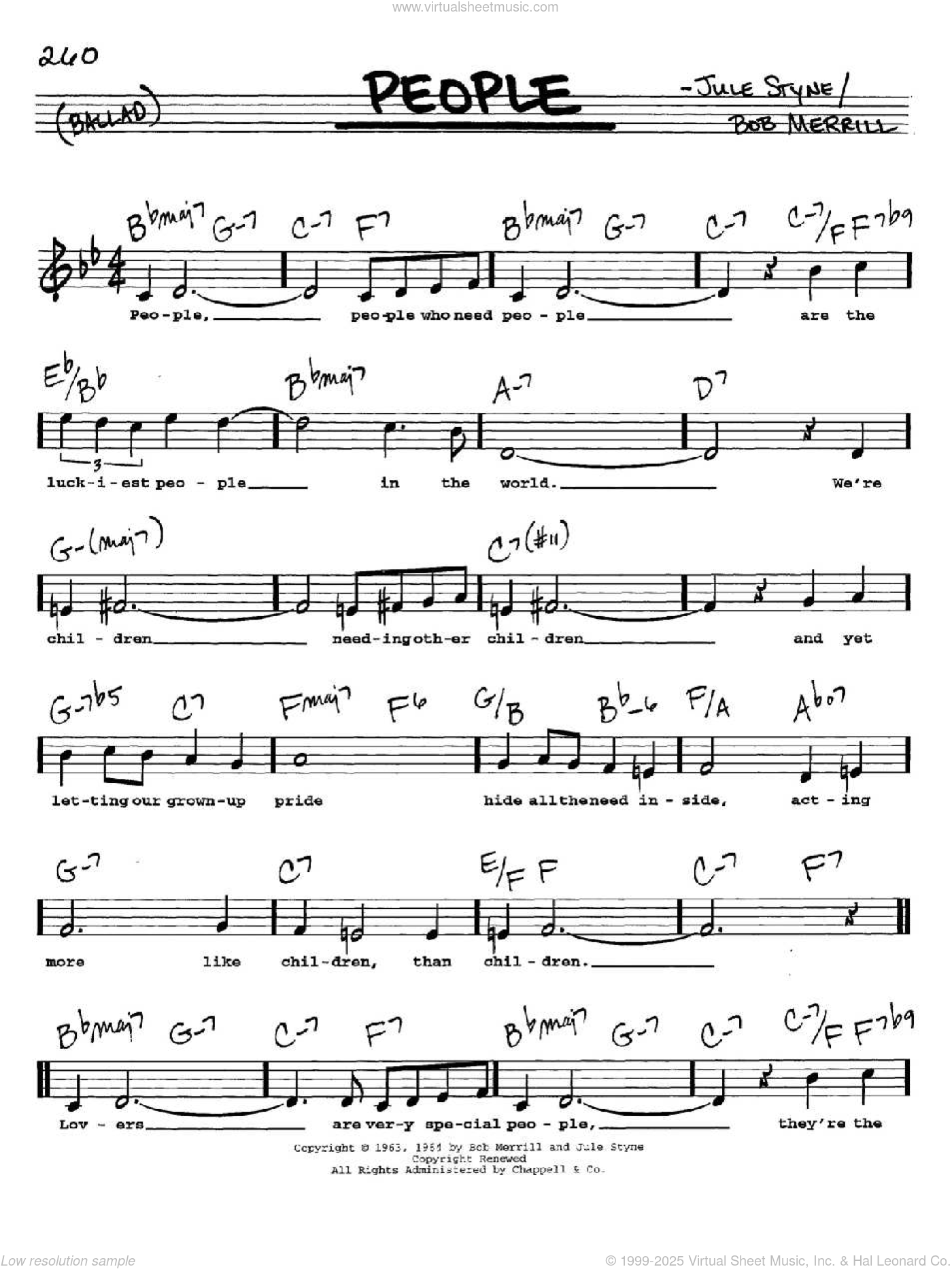 People sheet music (real book with lyrics) (PDF)