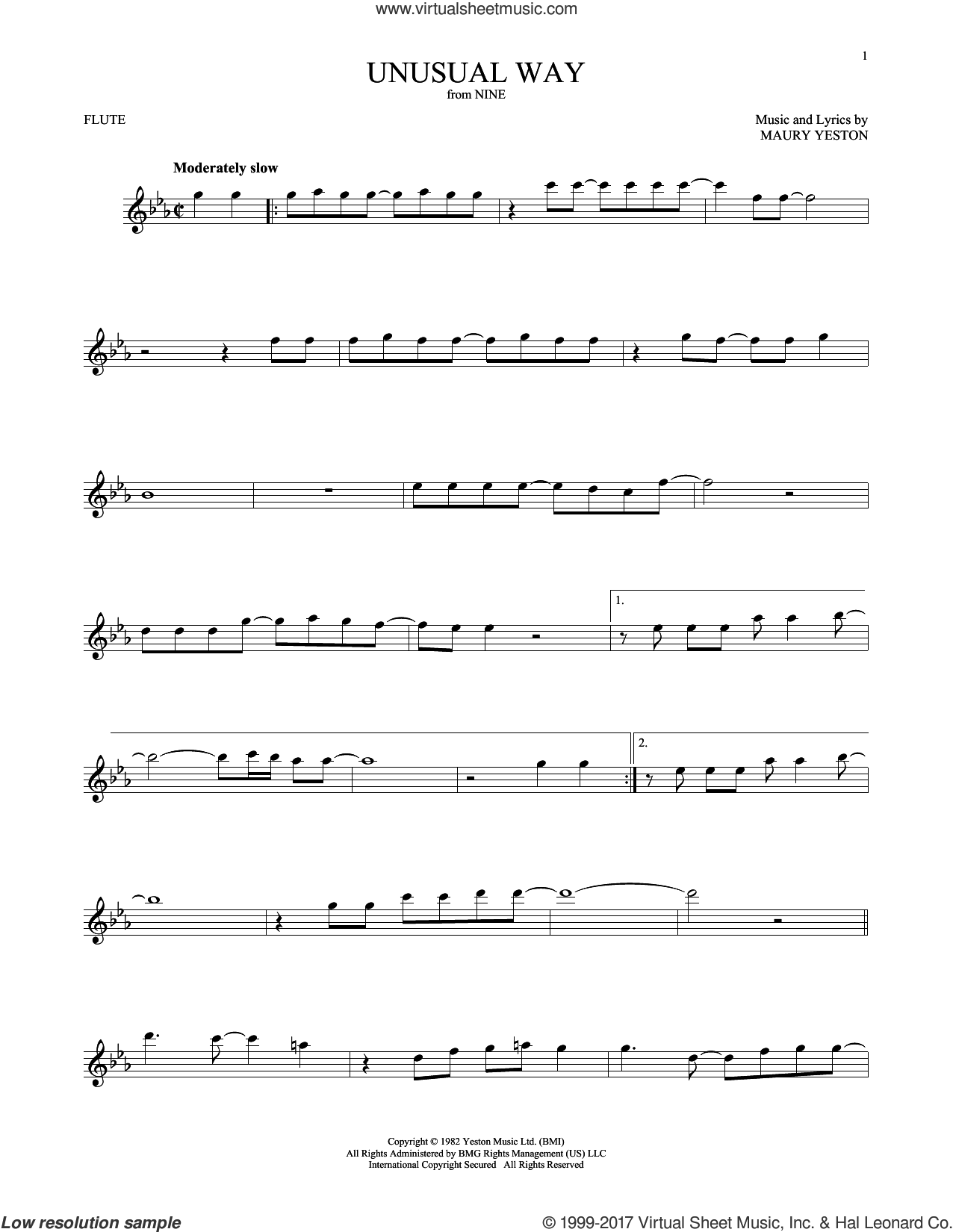 Unusual Way sheet music for flute solo (PDF-interactive)