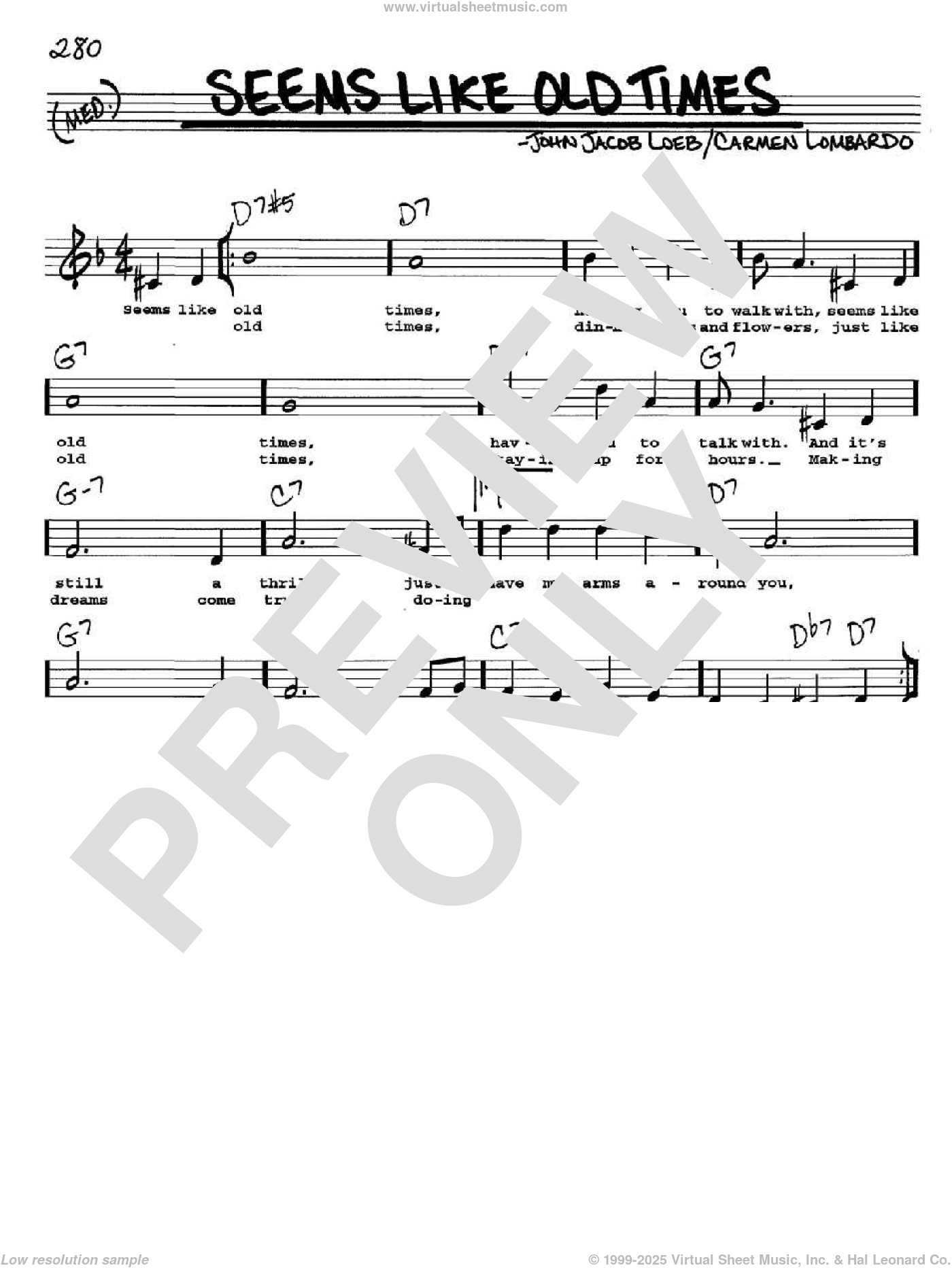 Seems Like Old Times sheet music (real book with lyrics) (PDF)