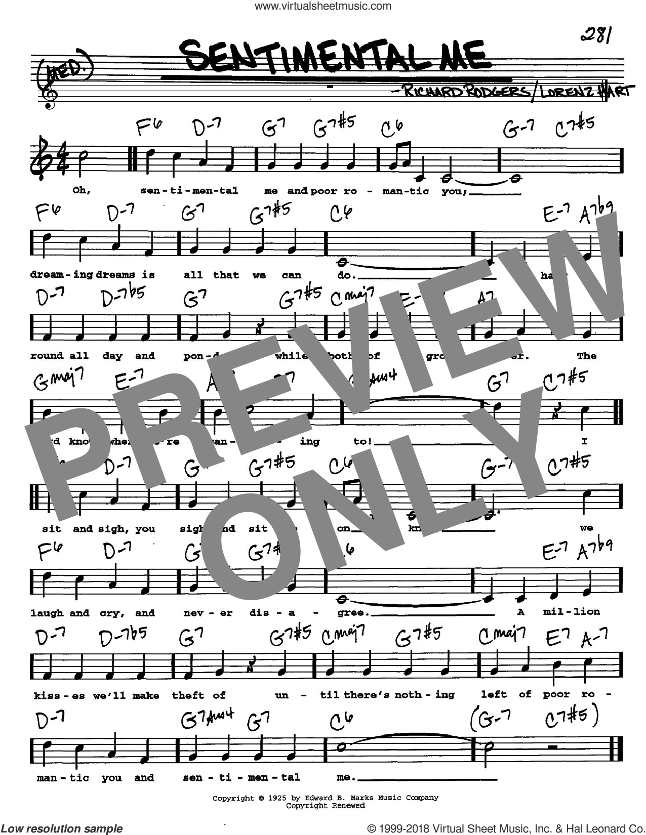 Sentimental Me sheet music (real book with lyrics) (PDF)