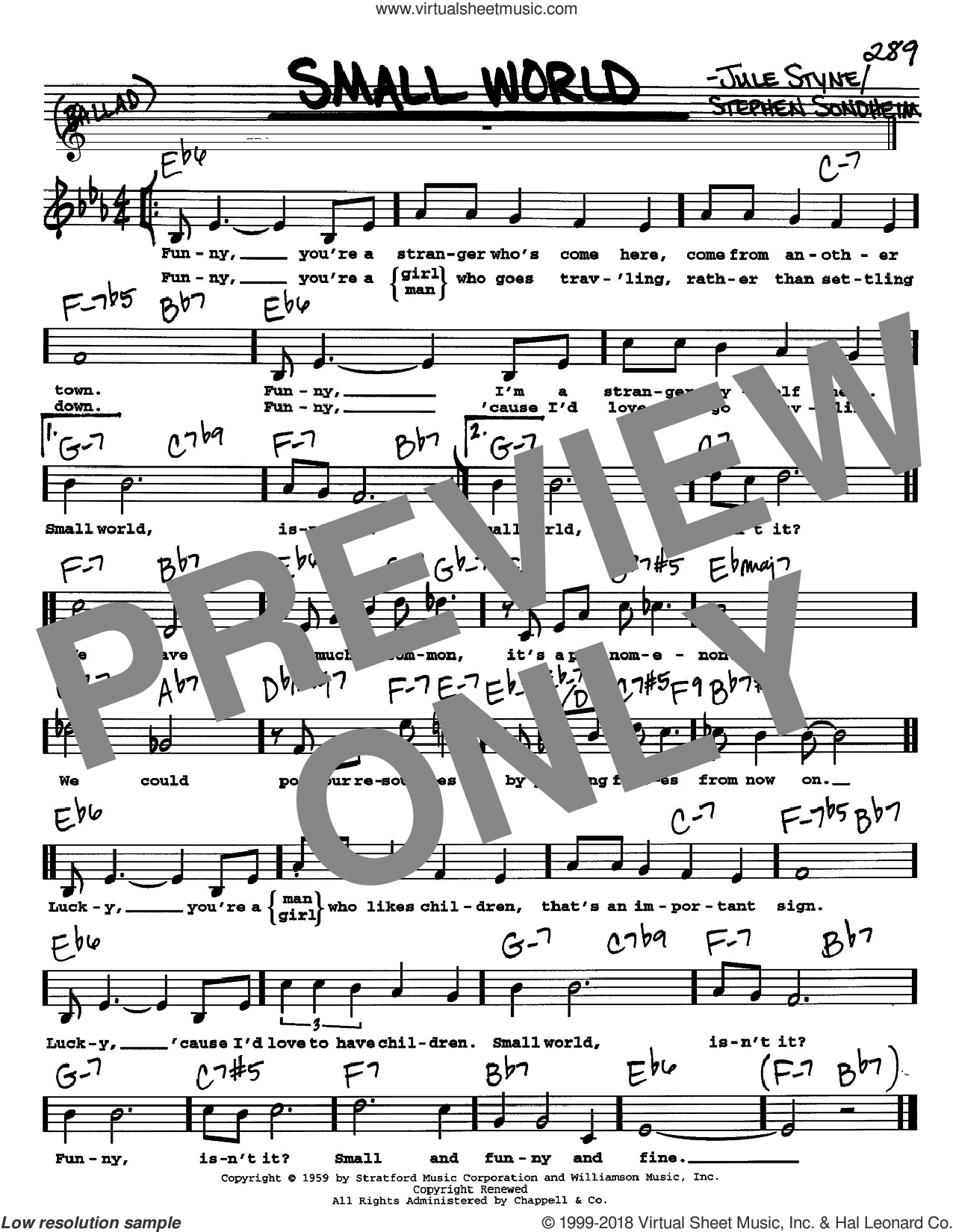 Small World sheet music (real book with lyrics) (PDF)