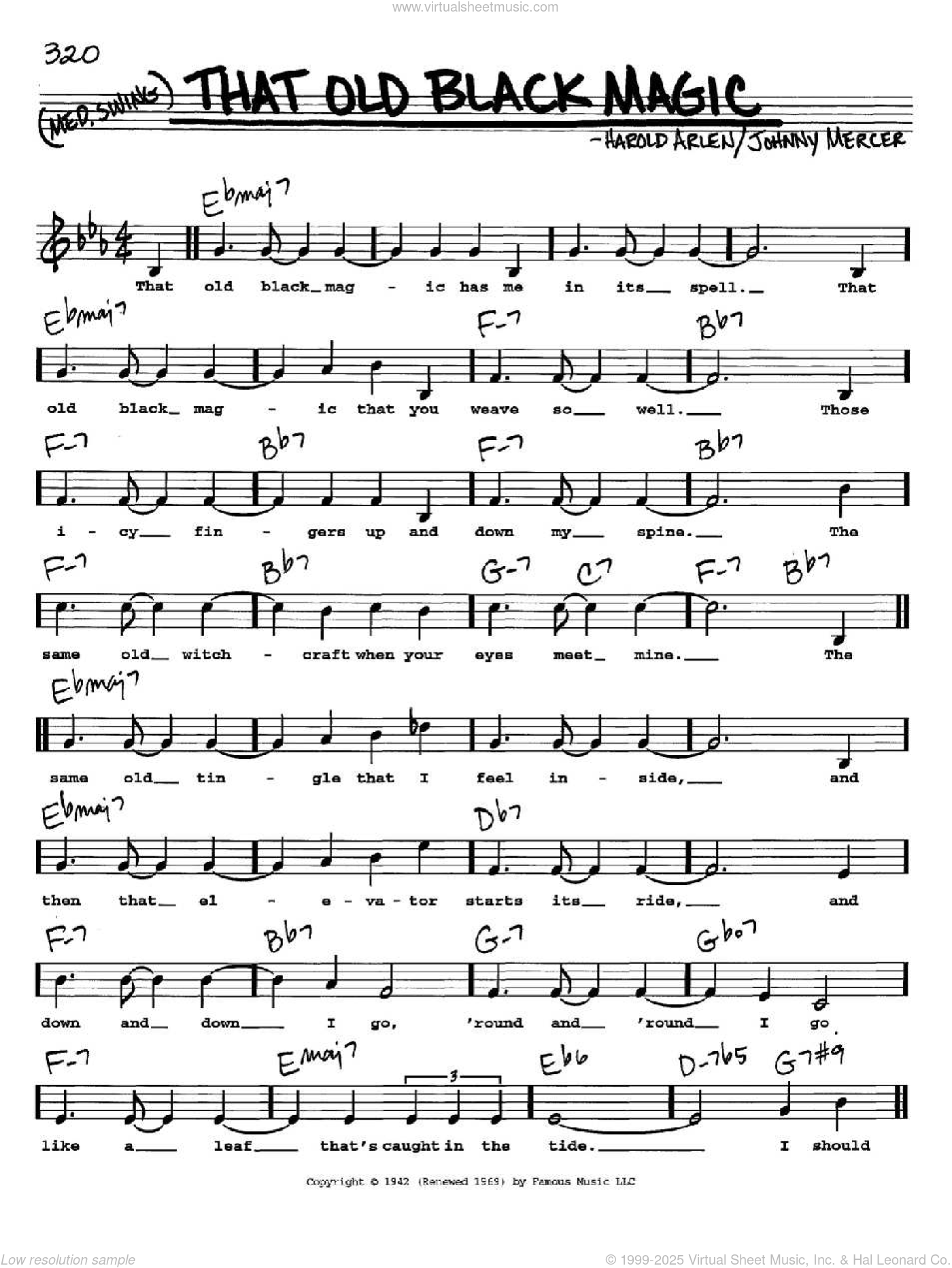 That Old Black Magic sheet music (real book with lyrics) (PDF)