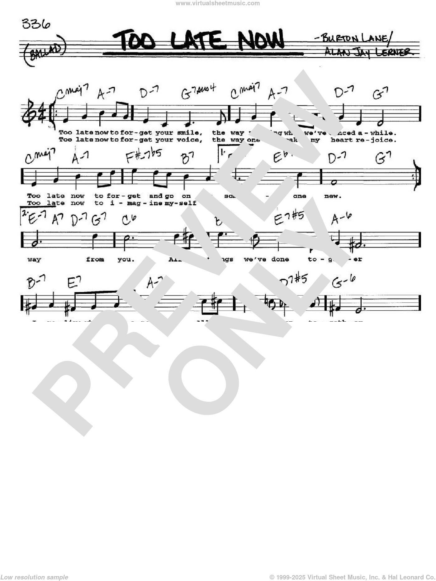 Too Late Now sheet music (real book with lyrics) (PDF)