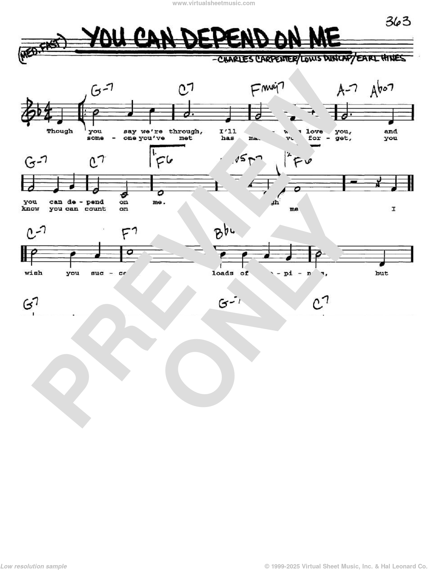 You Can Depend On Me sheet music (real book with lyrics) (PDF)