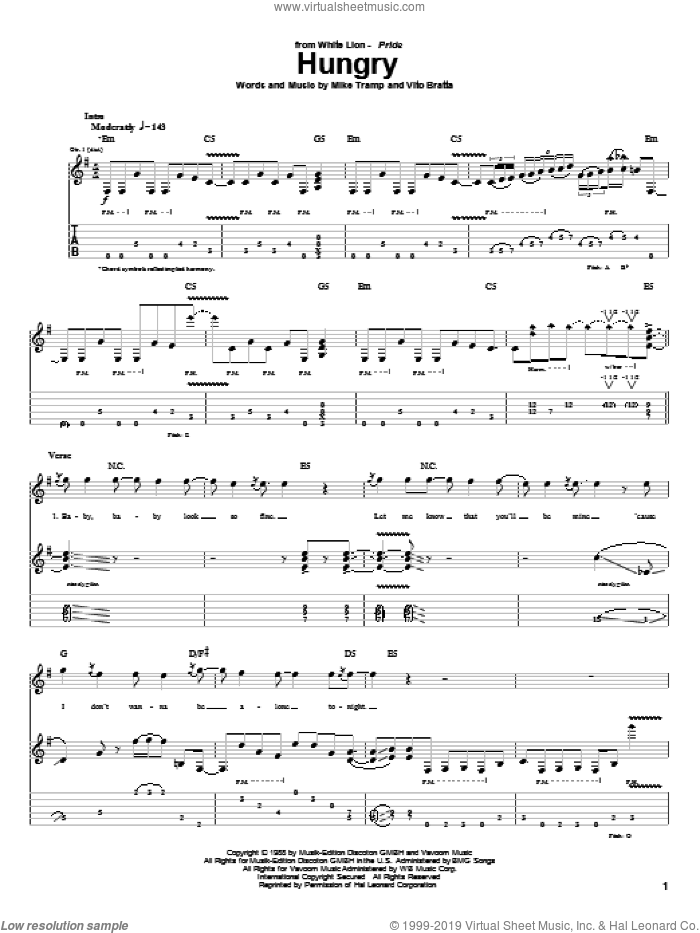 Hungry sheet music for guitar (tablature) (PDF)