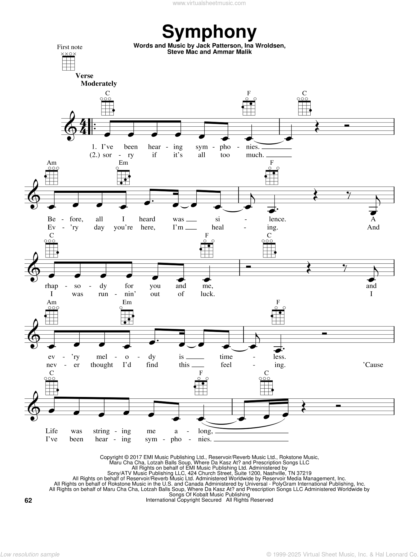 Symphony sheet music for ukulele (PDF-interactive)