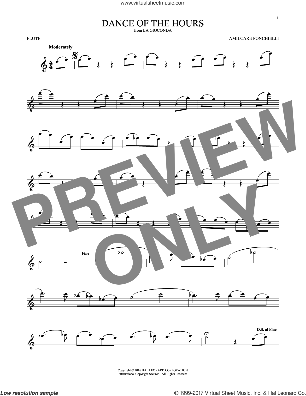 Dance Of The Hours sheet music for flute solo (PDF-interactive)