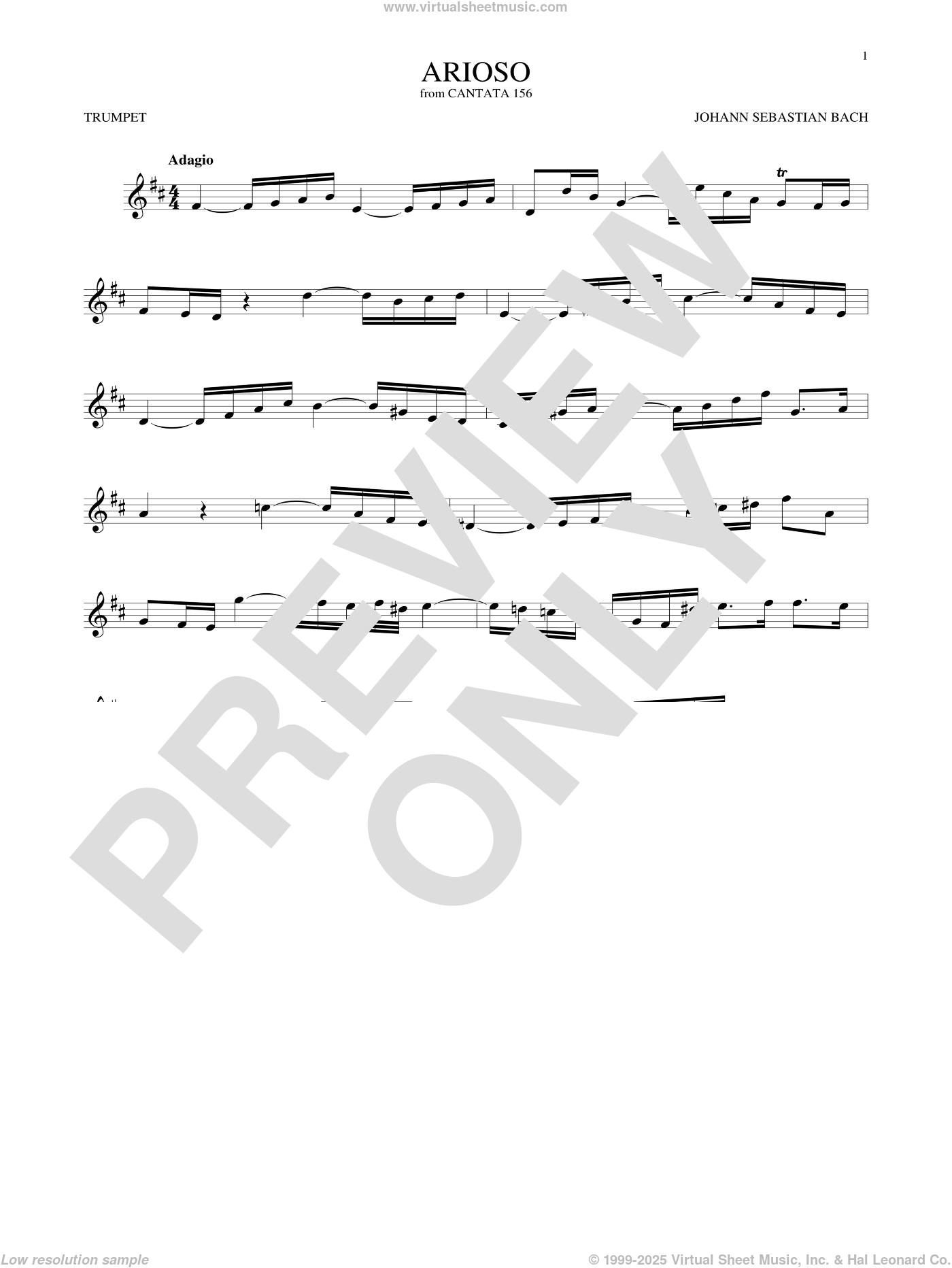Arioso sheet music for trumpet solo (PDF-interactive)