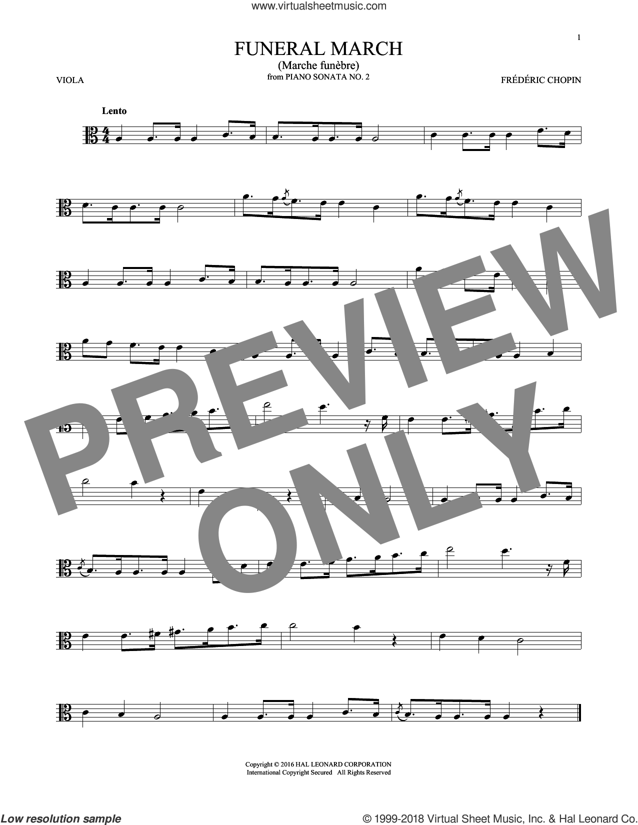 Funeral March sheet music for viola solo (PDF-interactive)