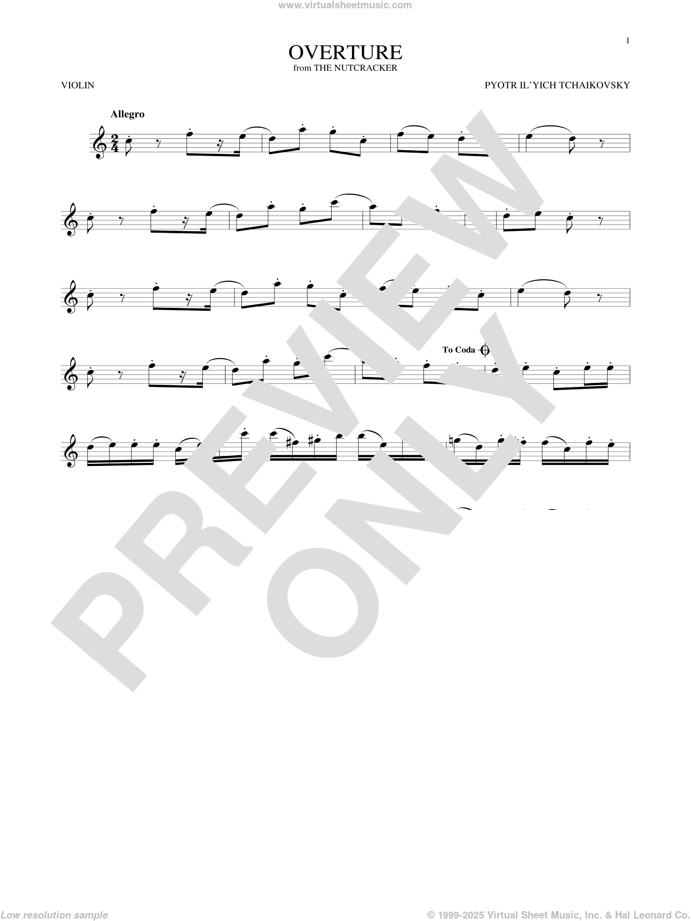 Overture sheet music for violin solo (PDF-interactive)