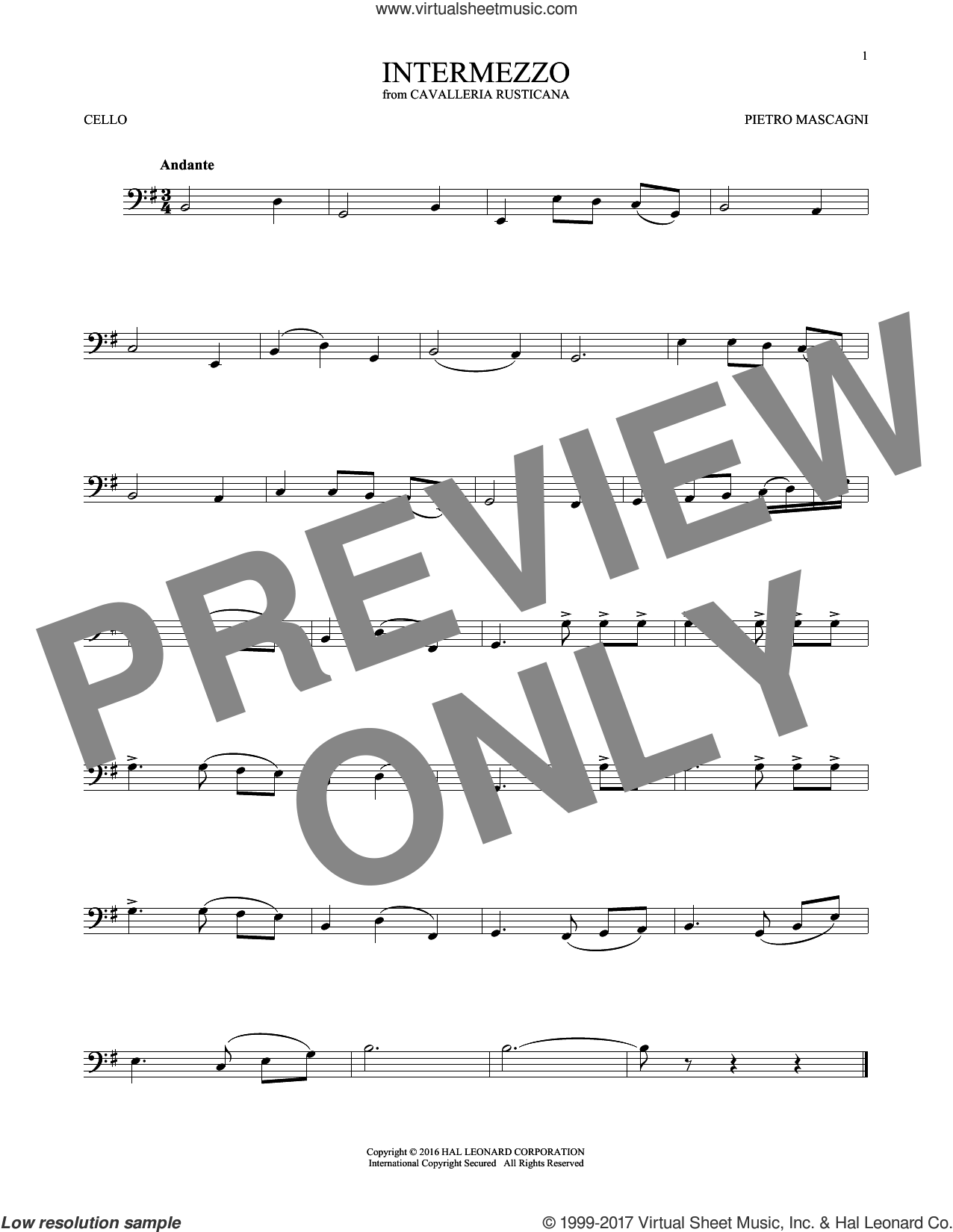 Intermezzo sheet music for cello solo (PDF-interactive)