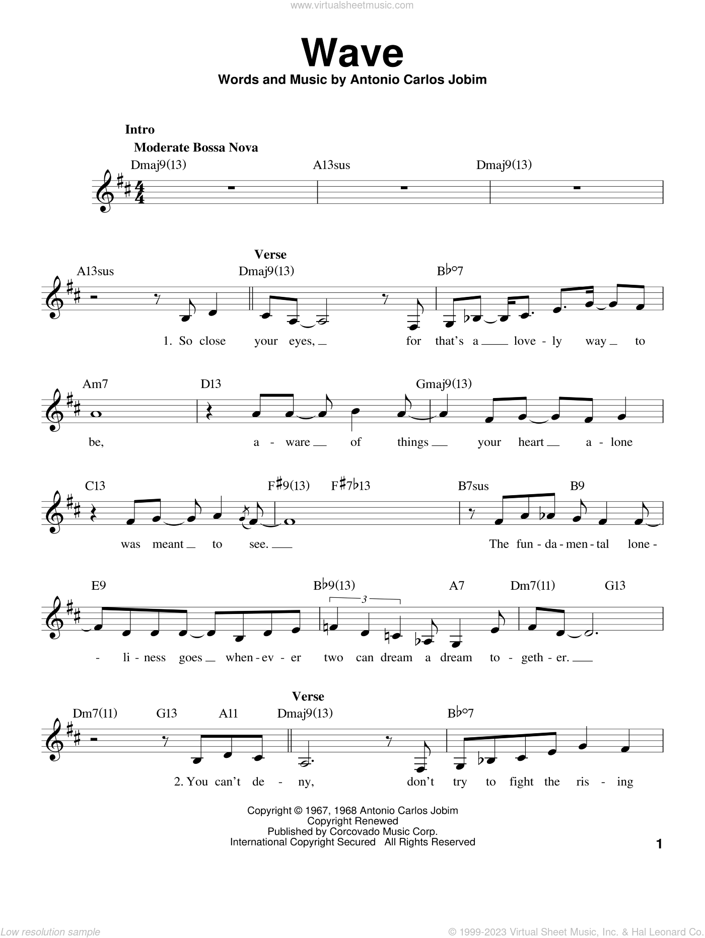Wave sheet music for voice solo (PDF)