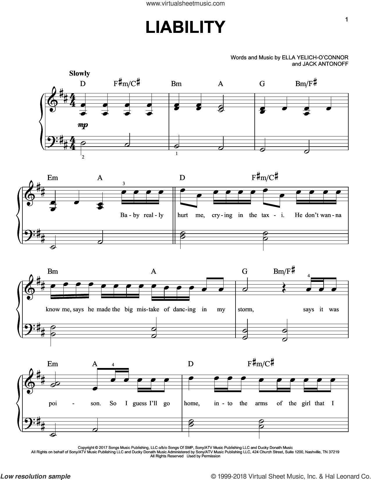 Liability sheet music for piano solo (PDF-interactive)
