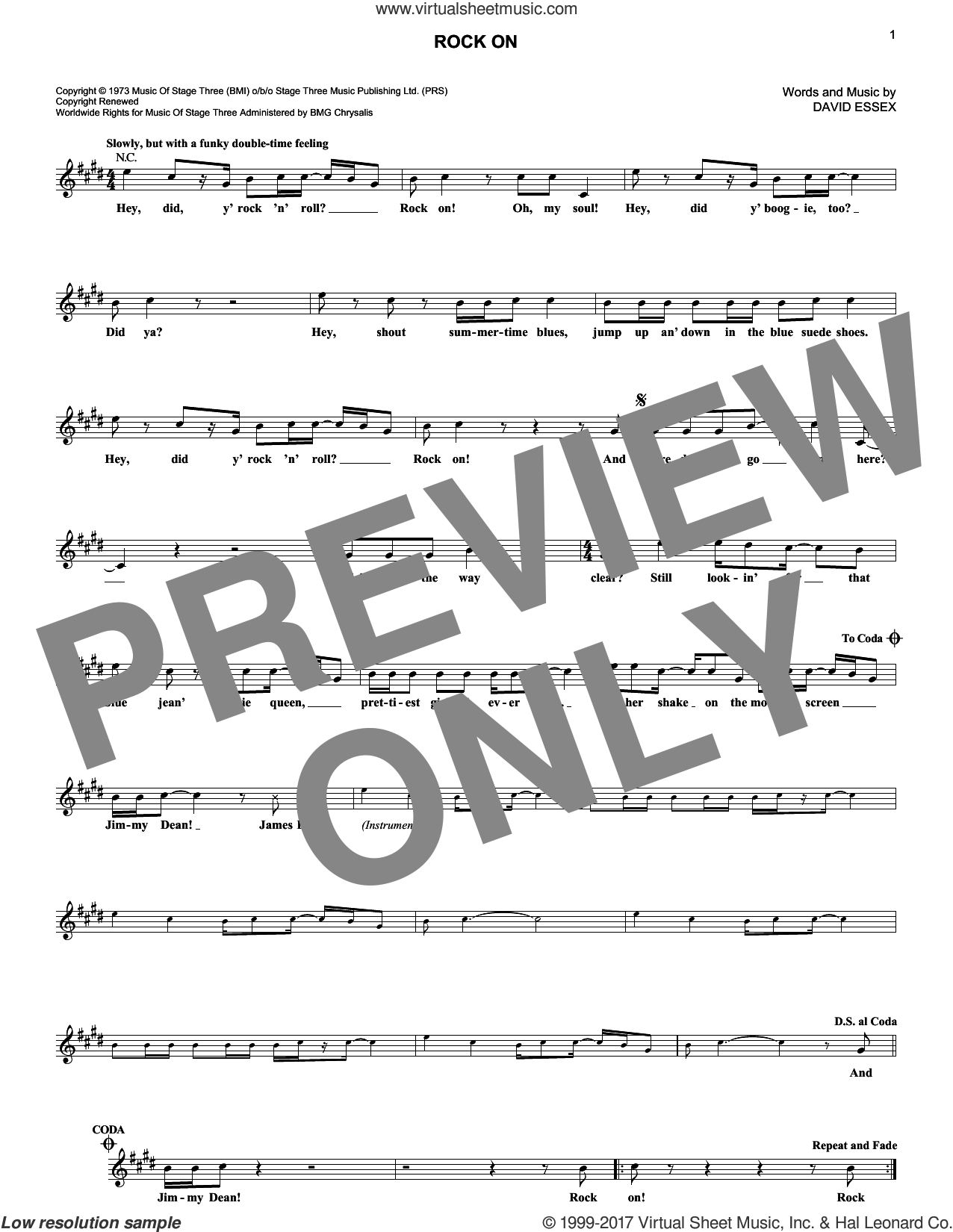 Rock On sheet music for voice and other instruments (fake book)