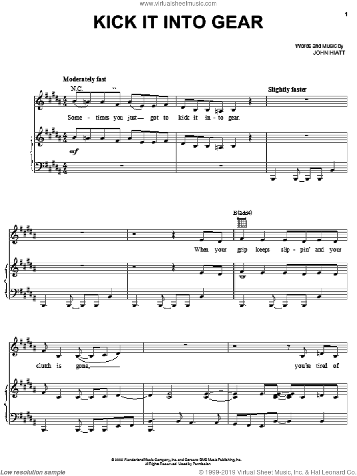 Kick It Into Gear sheet music for voice, piano or guitar (PDF)