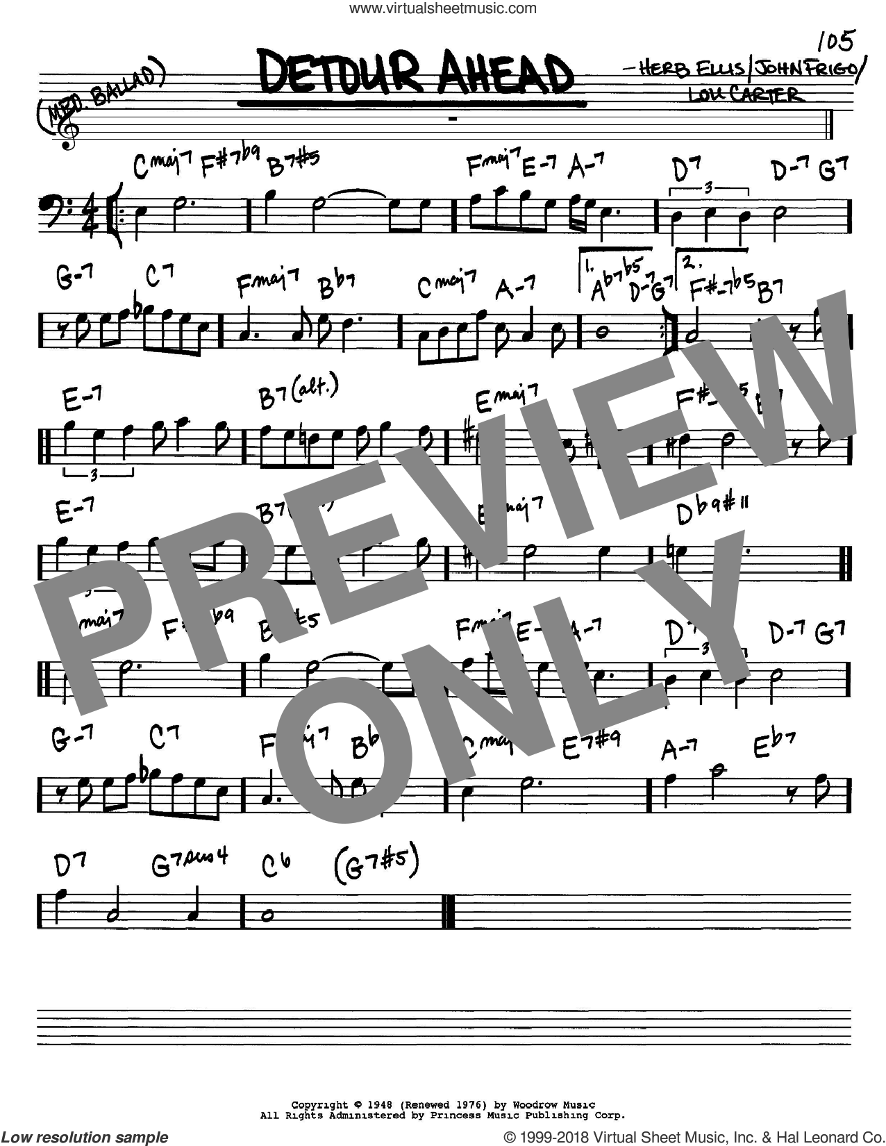 Detour Ahead sheet music (real book - melody and chords) (bass clef)