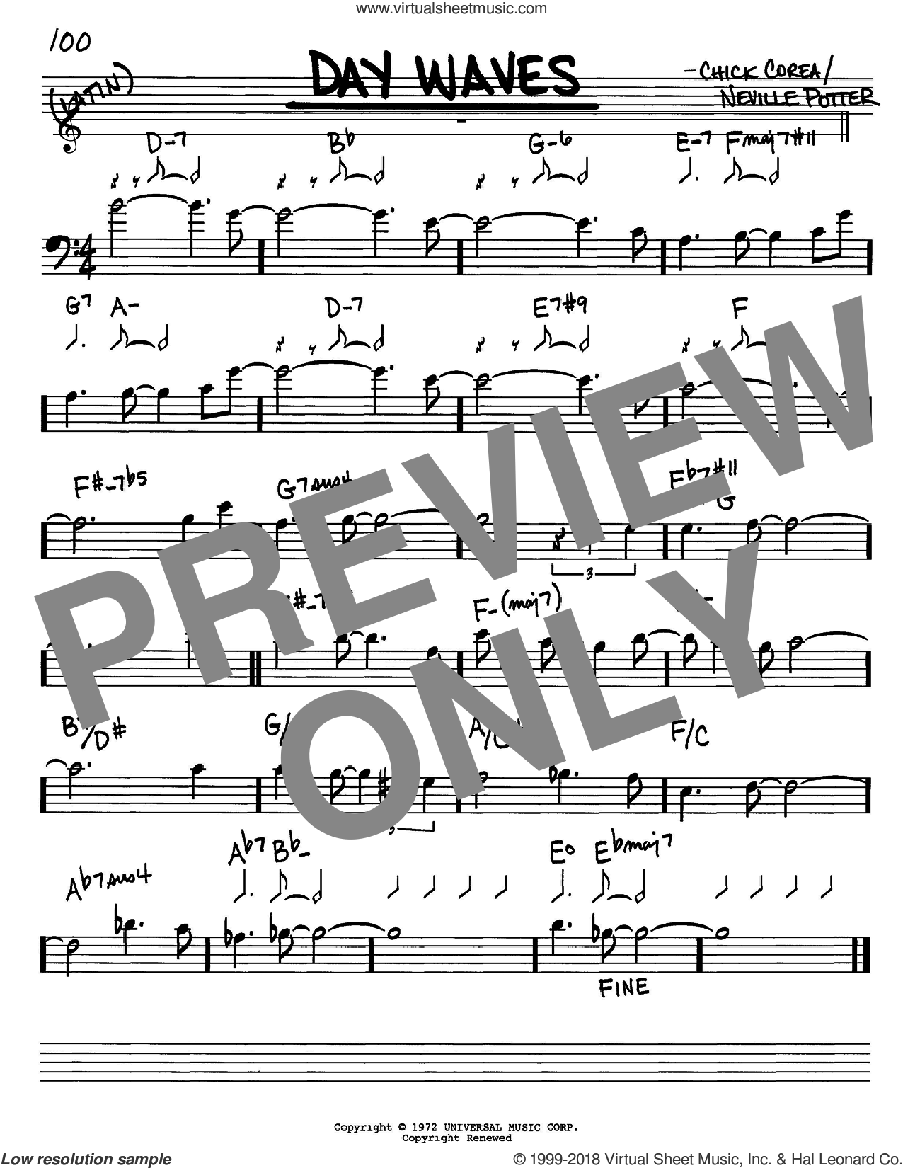 Day Waves sheet music (real book - melody and chords) (bass clef)