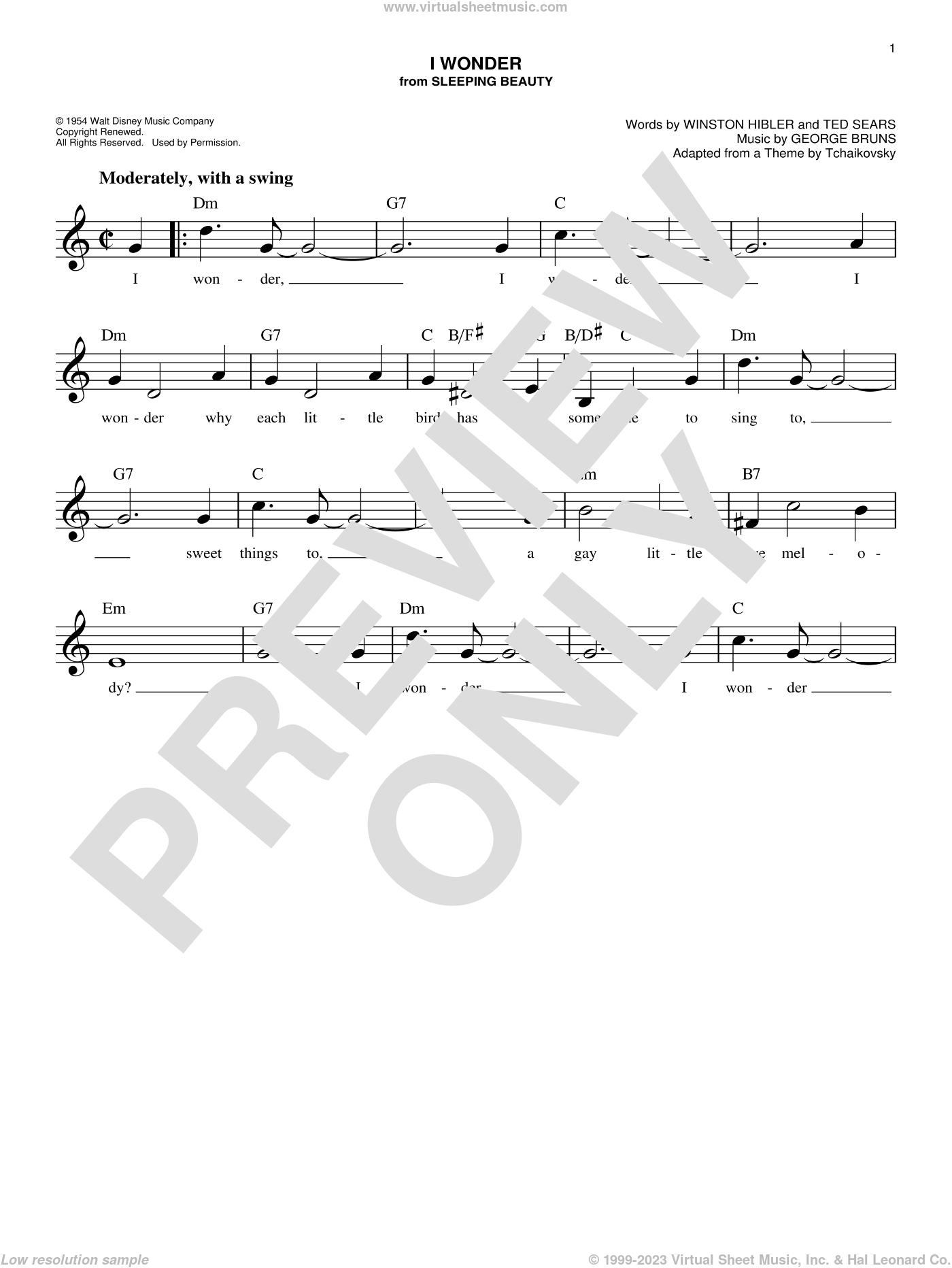 I Wonder sheet music for voice and other instruments (fake book)