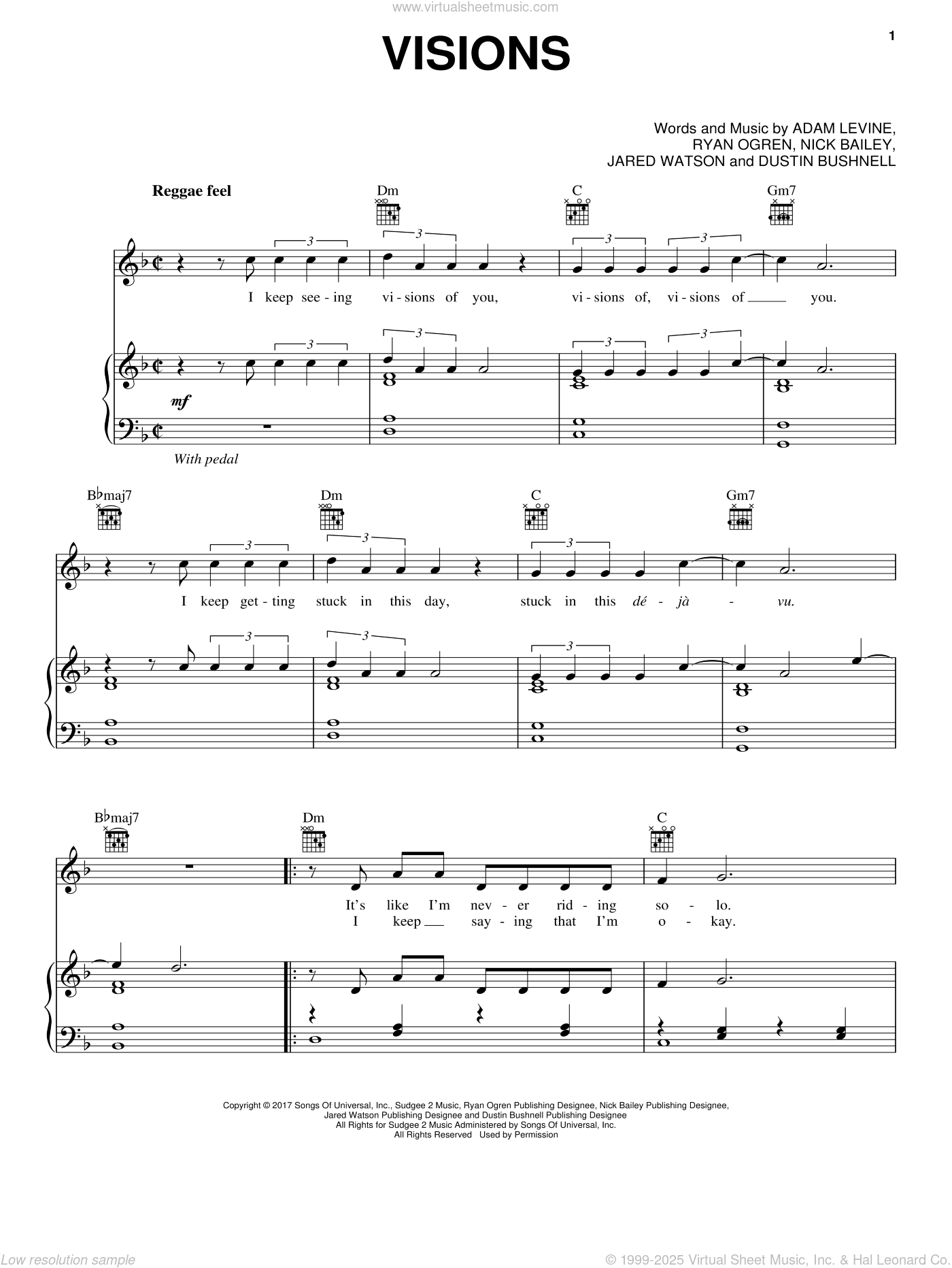 Visions sheet music for voice, piano or guitar (PDF-interactive)