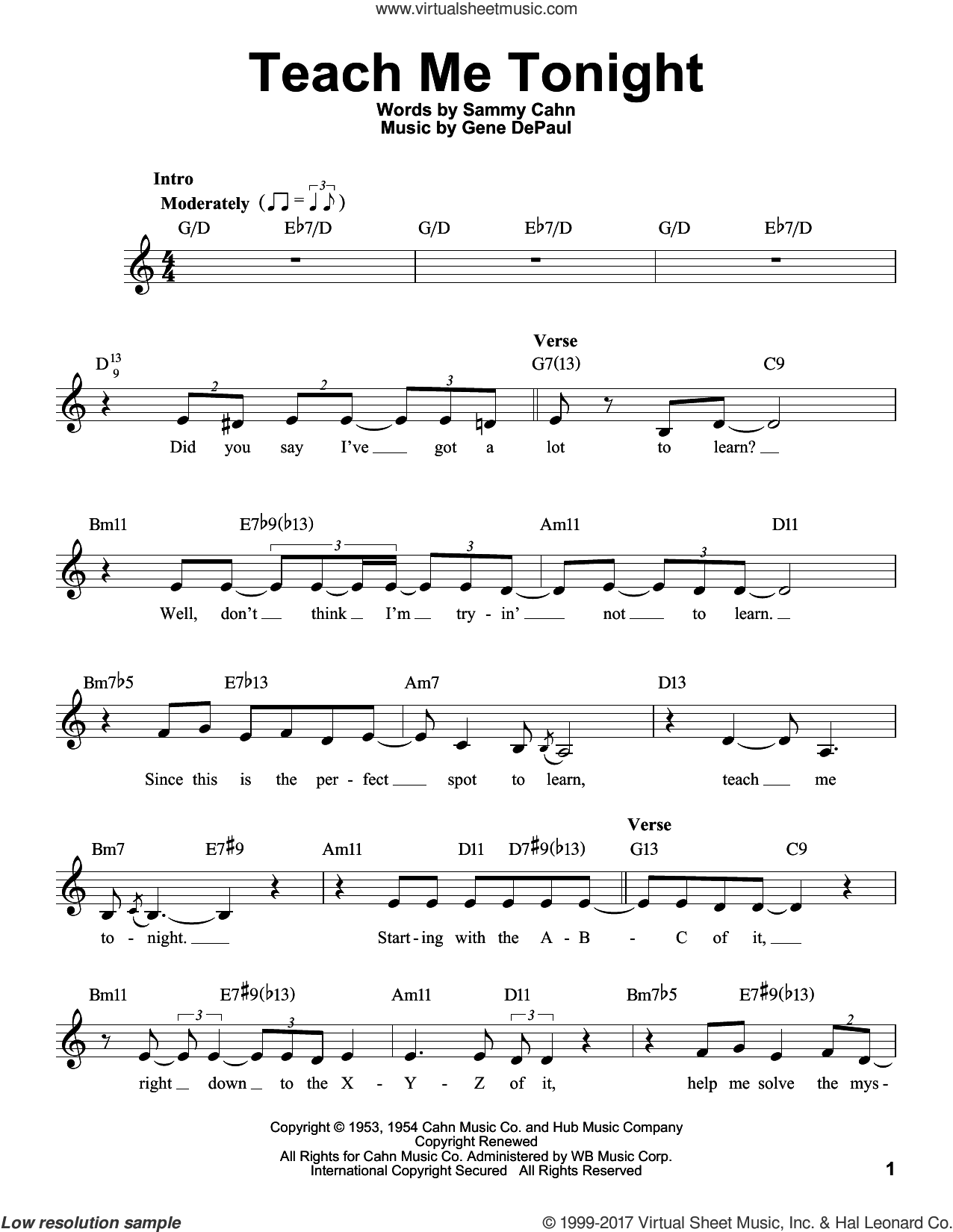 Teach Me Tonight sheet music for voice solo (PDF) v2
