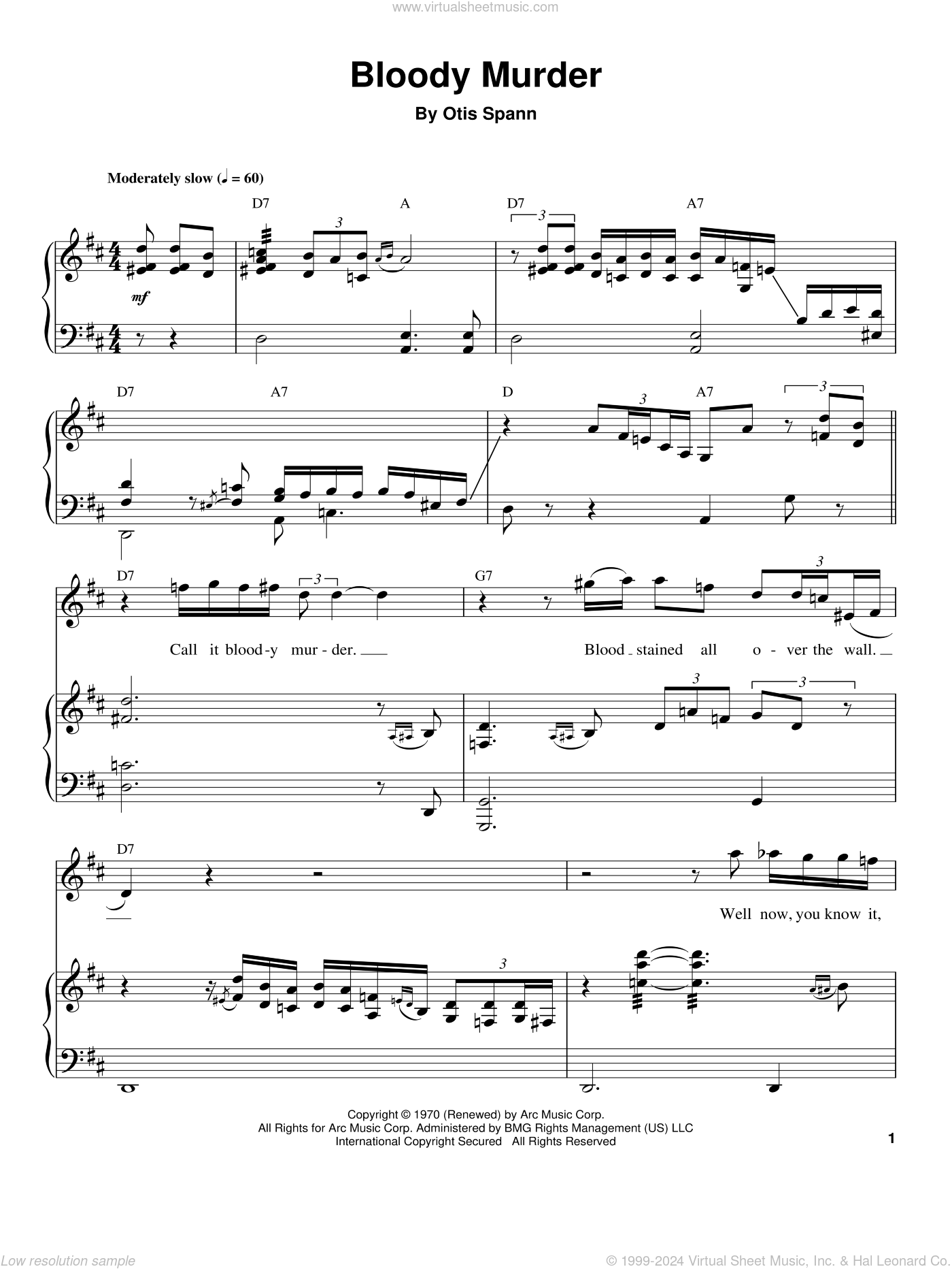 Bloody Murder sheet music for piano solo (transcription) (PDF)