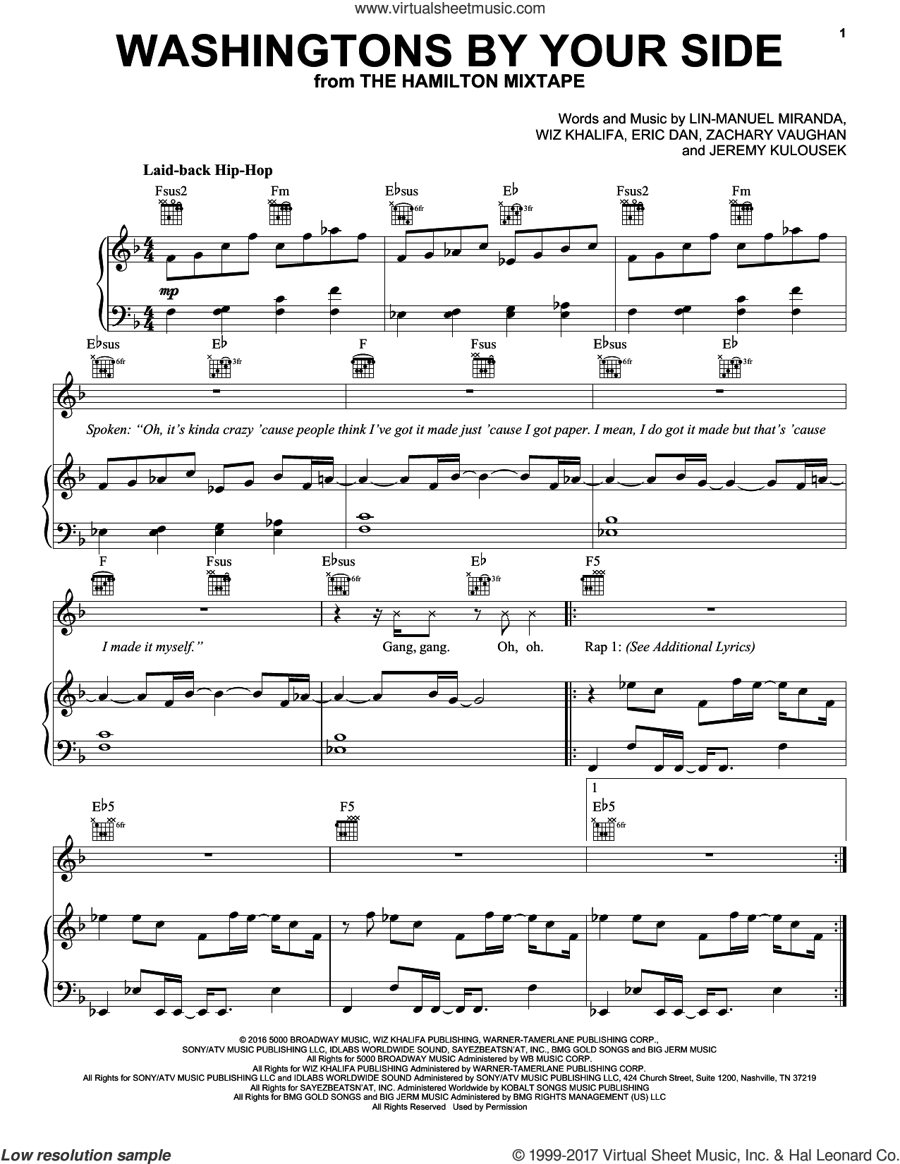 Washingtons By Your Side sheet music for voice, piano or guitar
