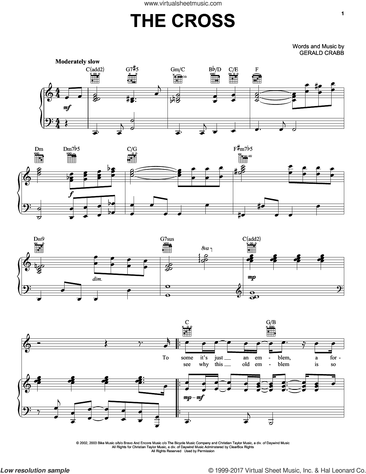 The Cross sheet music for voice, piano or guitar (PDF)