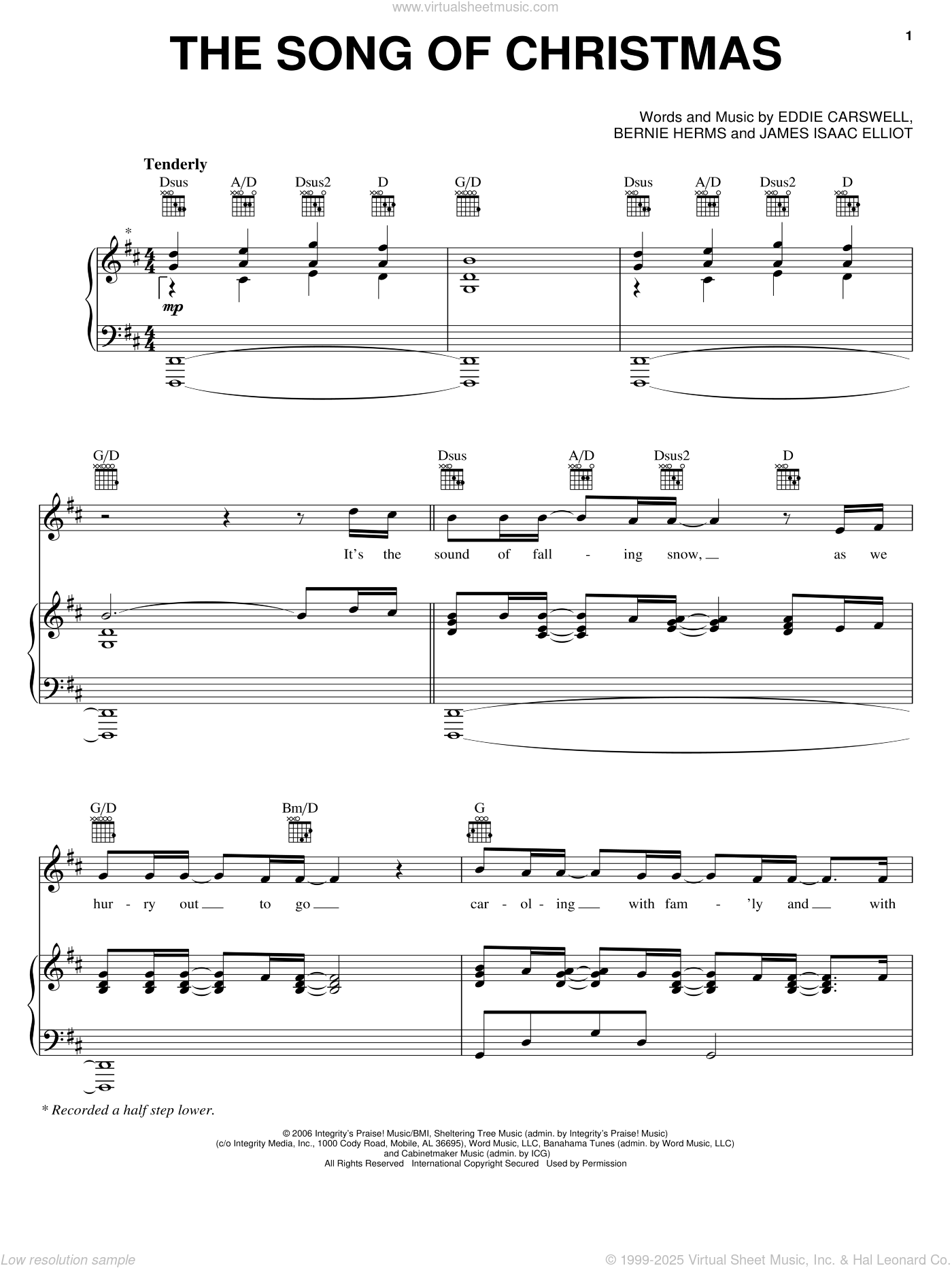 The Song Of Christmas sheet music for voice, piano or guitar