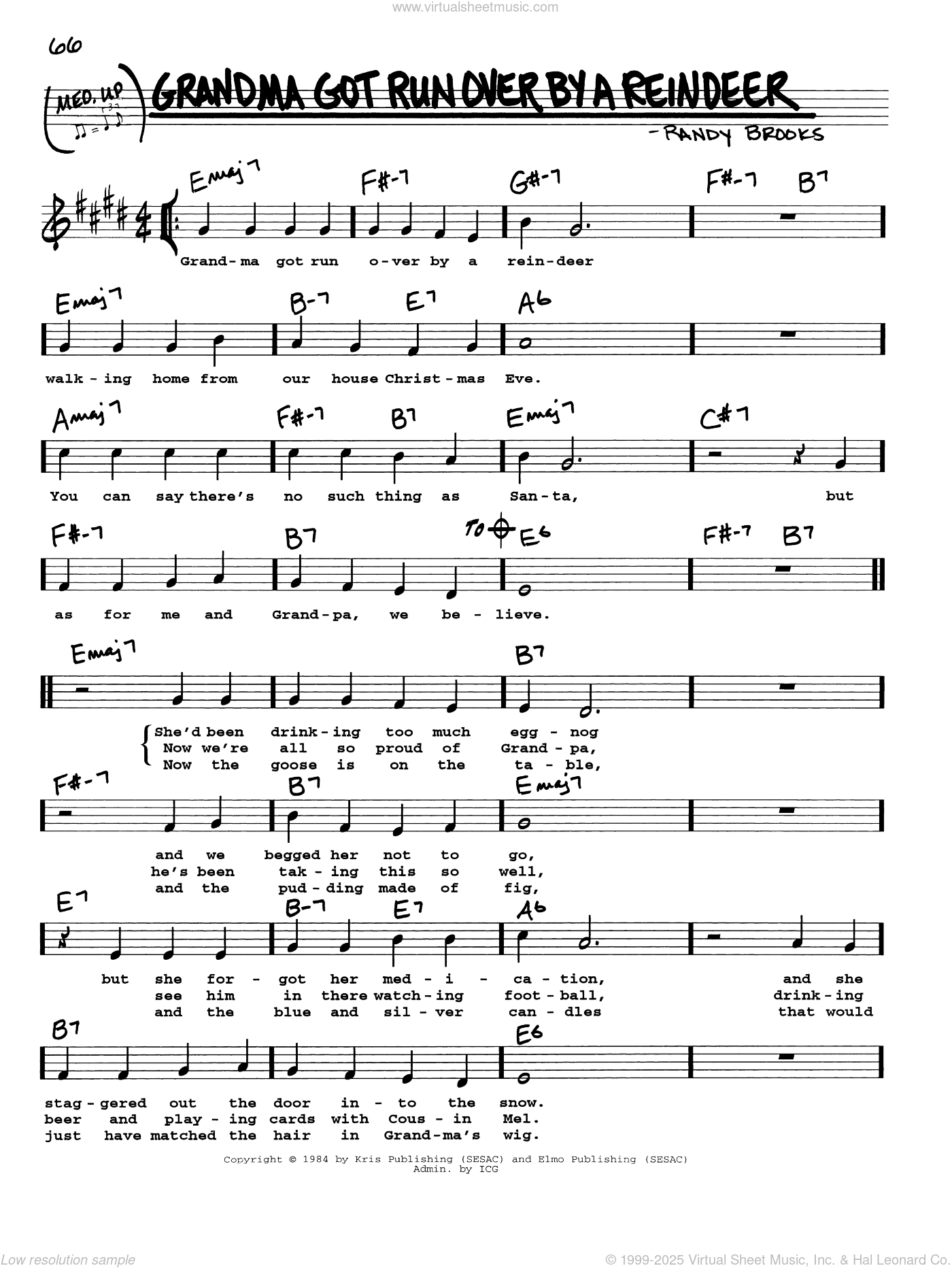 Grandma Got Run Over By A Reindeer sheet music (real book with lyrics)
