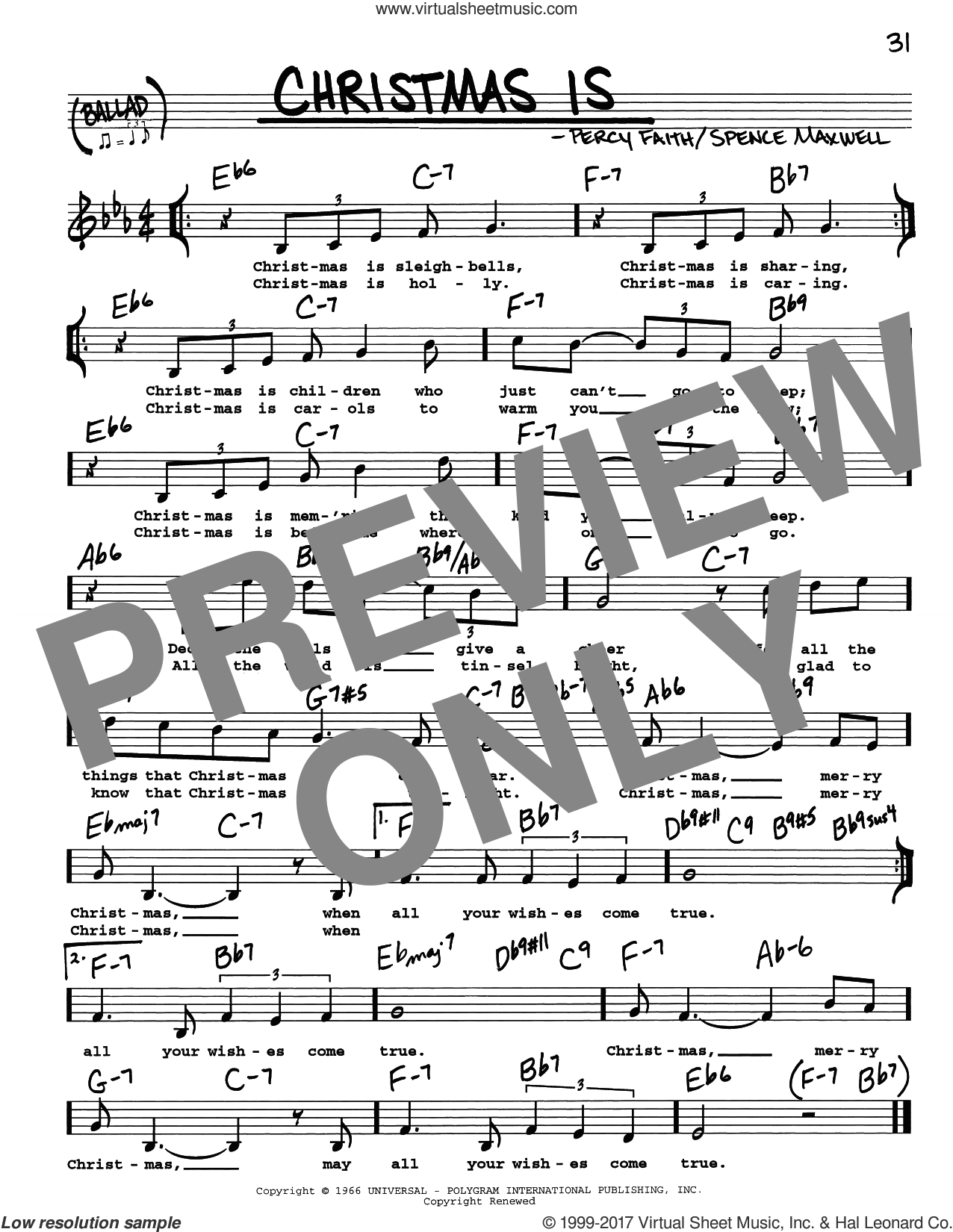 Christmas Is sheet music (real book with lyrics) (PDF)