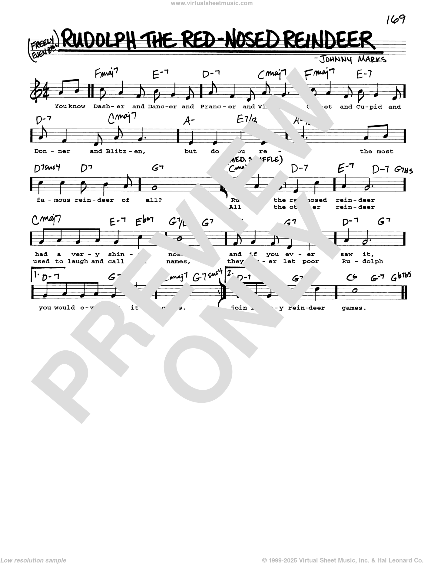 Rudolph The Red-Nosed Reindeer sheet music (real book with lyrics)