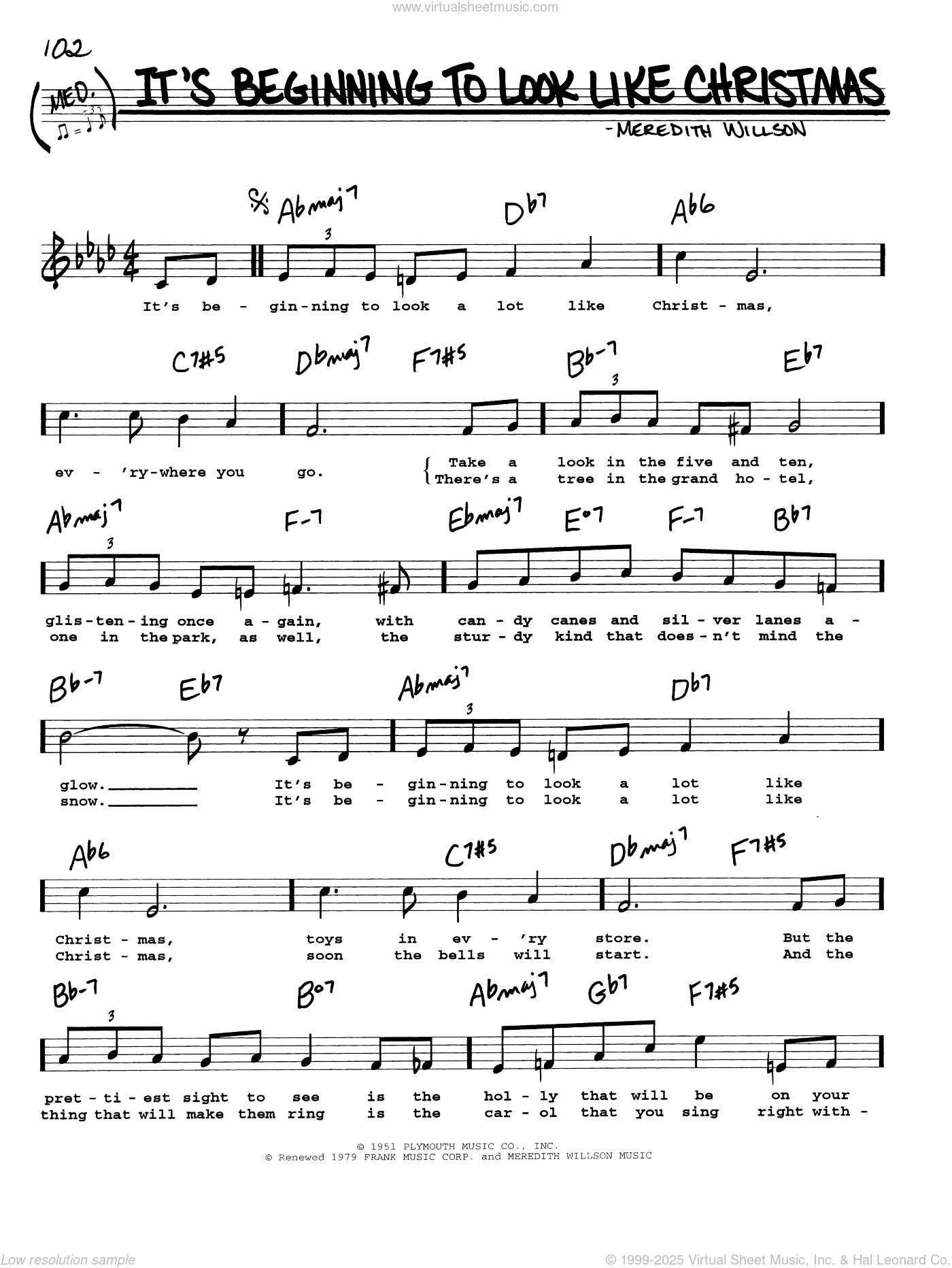 Willson - It's Beginning To Look Like Christmas sheet music (real book with lyrics)