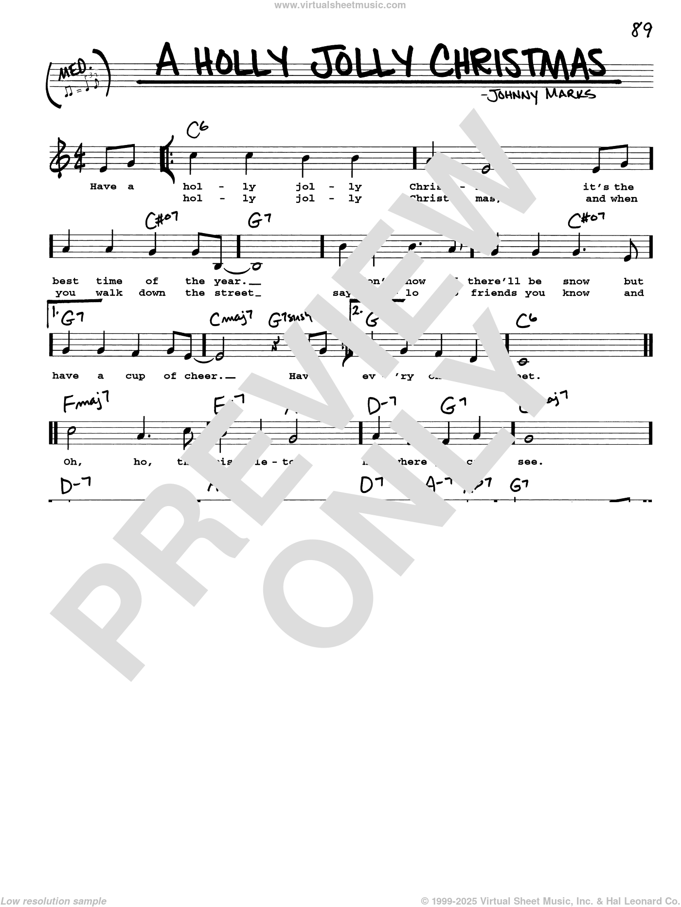 A Holly Jolly Christmas sheet music (real book with lyrics) (PDF)