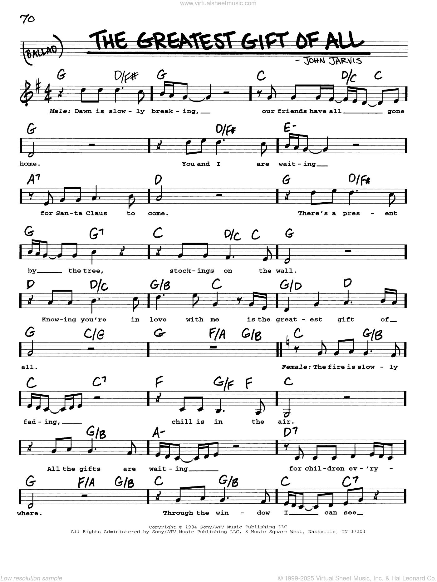 The Greatest Gift Of All sheet music (real book with lyrics)
