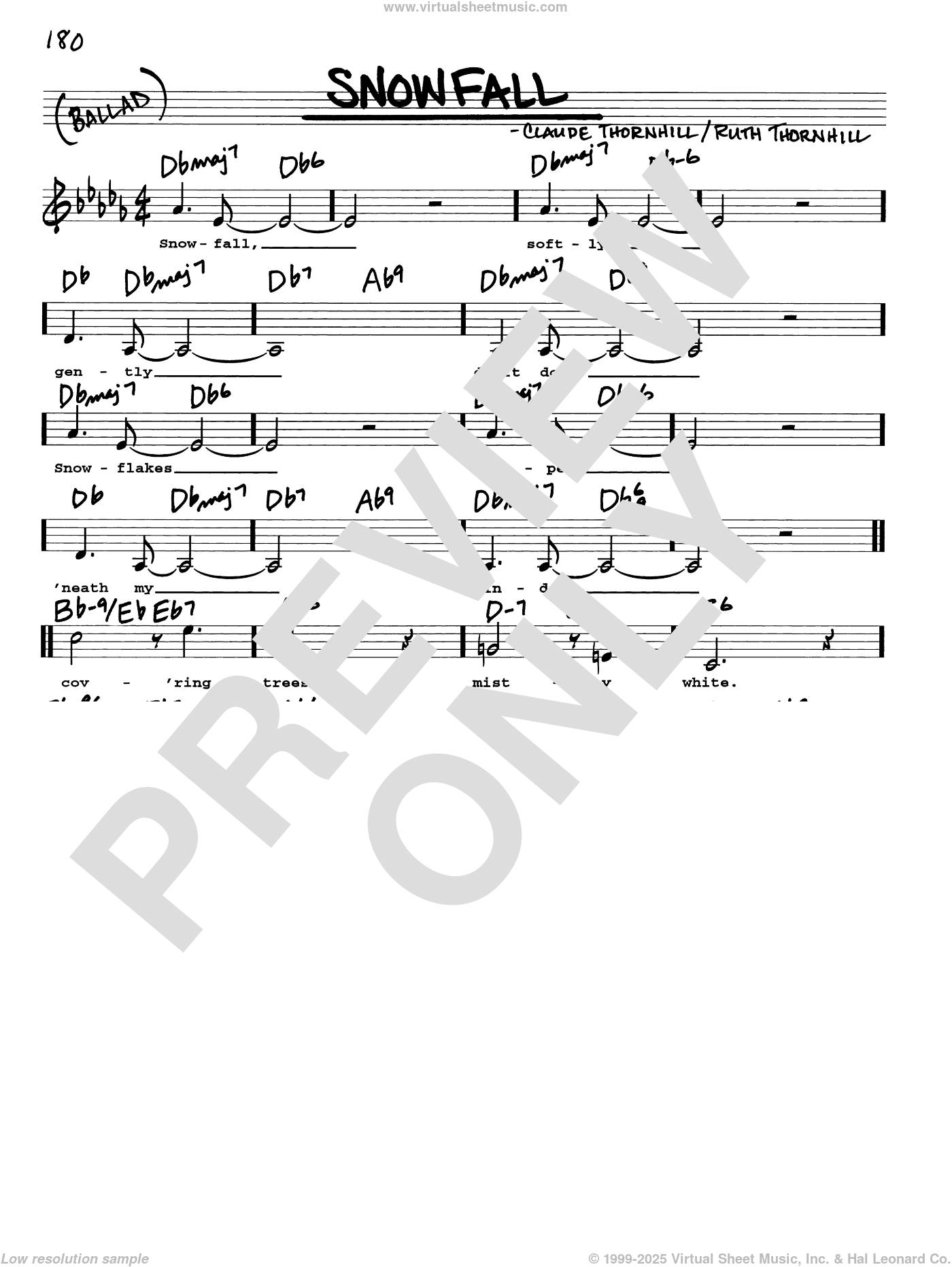 Snowfall sheet music (real book with lyrics) (PDF)