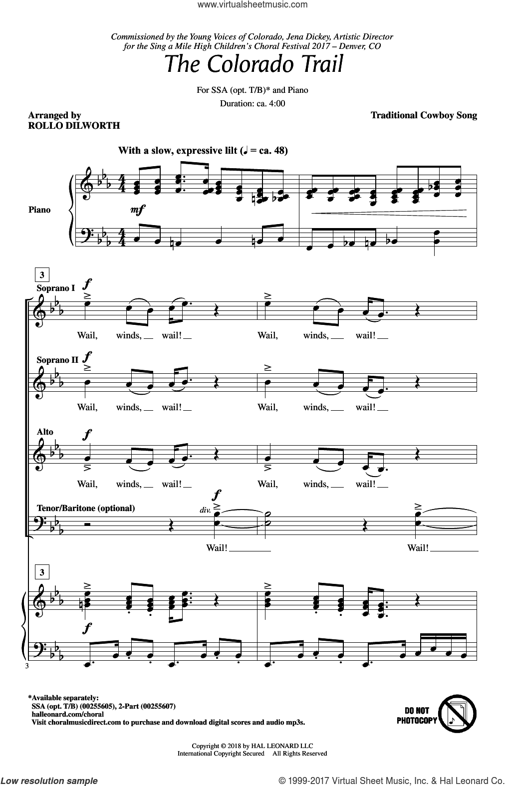 The Colorado Trail sheet music for choir (PDF)