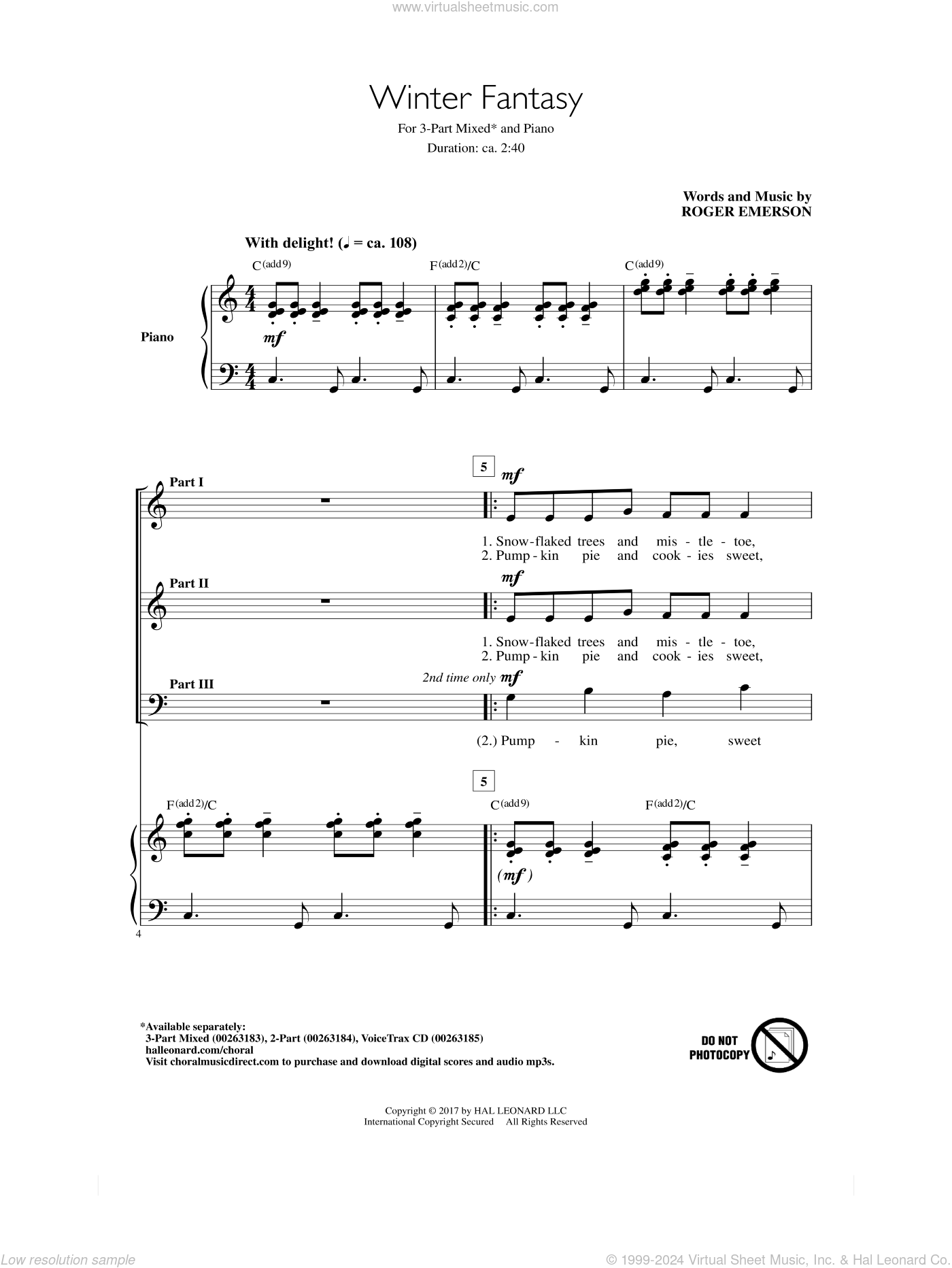Winter Fantasy sheet music for choir (3-Part Mixed) (PDF)