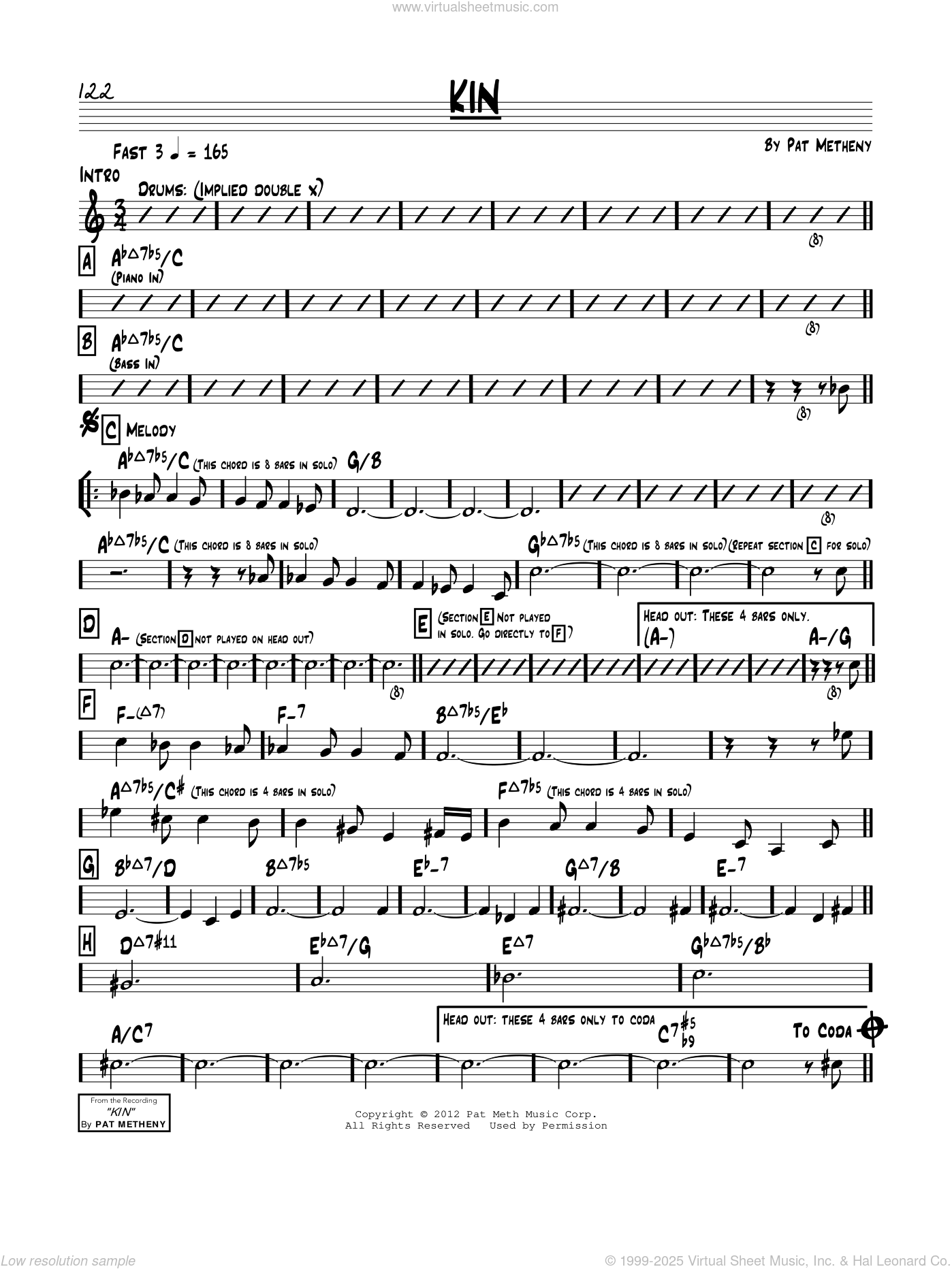 Kin sheet music (real book - melody and chords) (real book) (PDF)