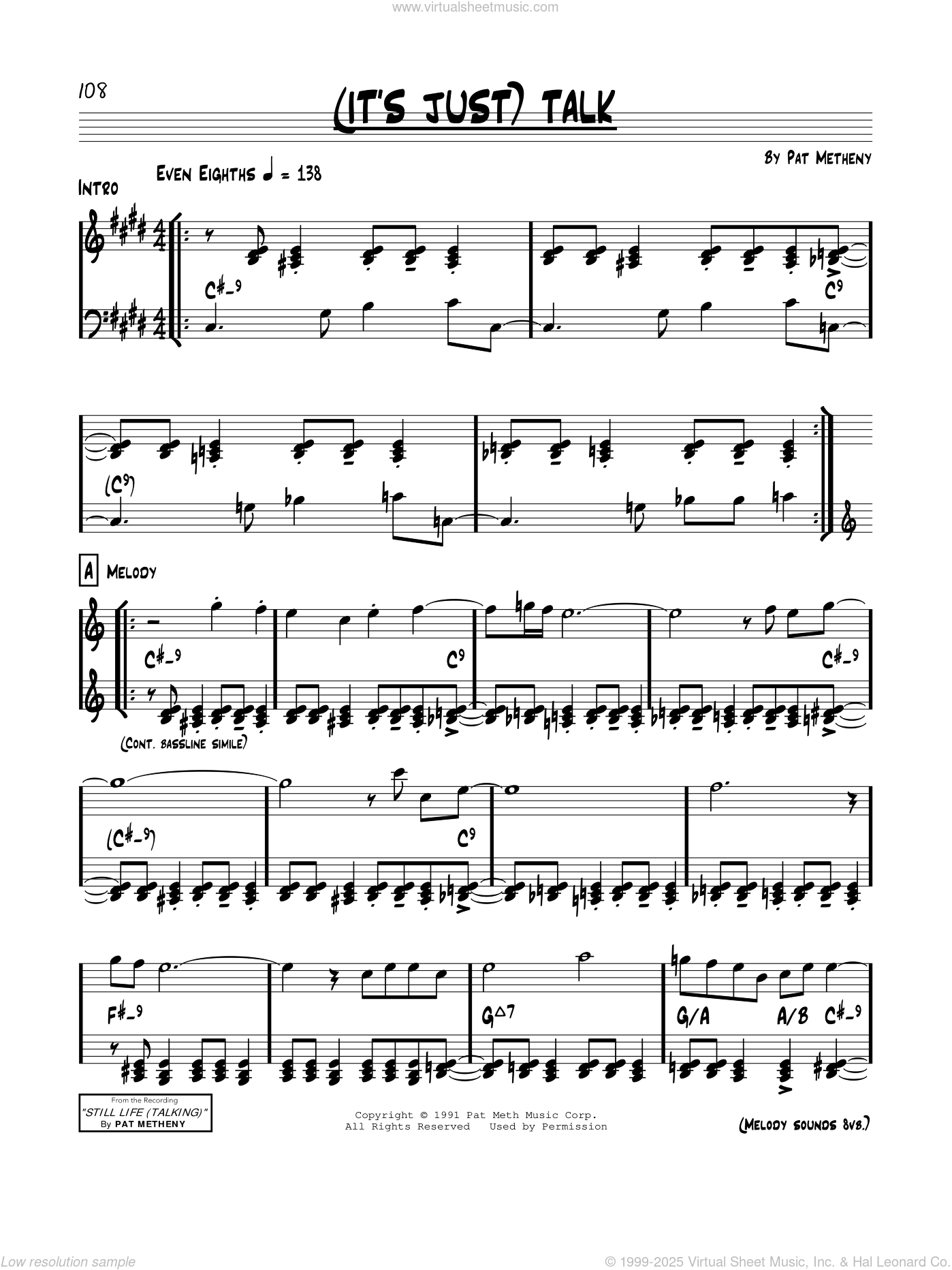 (It's Just) Talk sheet music (real book - melody and chords) (real book)