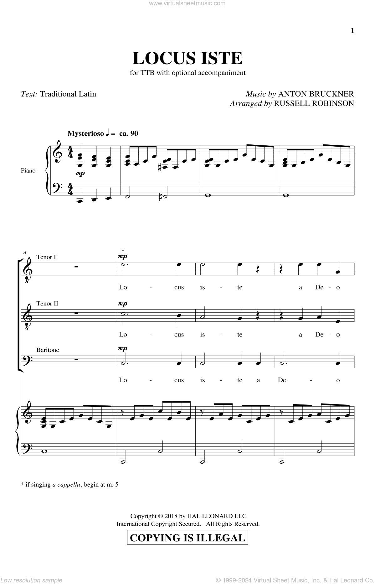 Anton Bruckner: Locus Iste sheet music for choir (TTBB: tenor, bass)