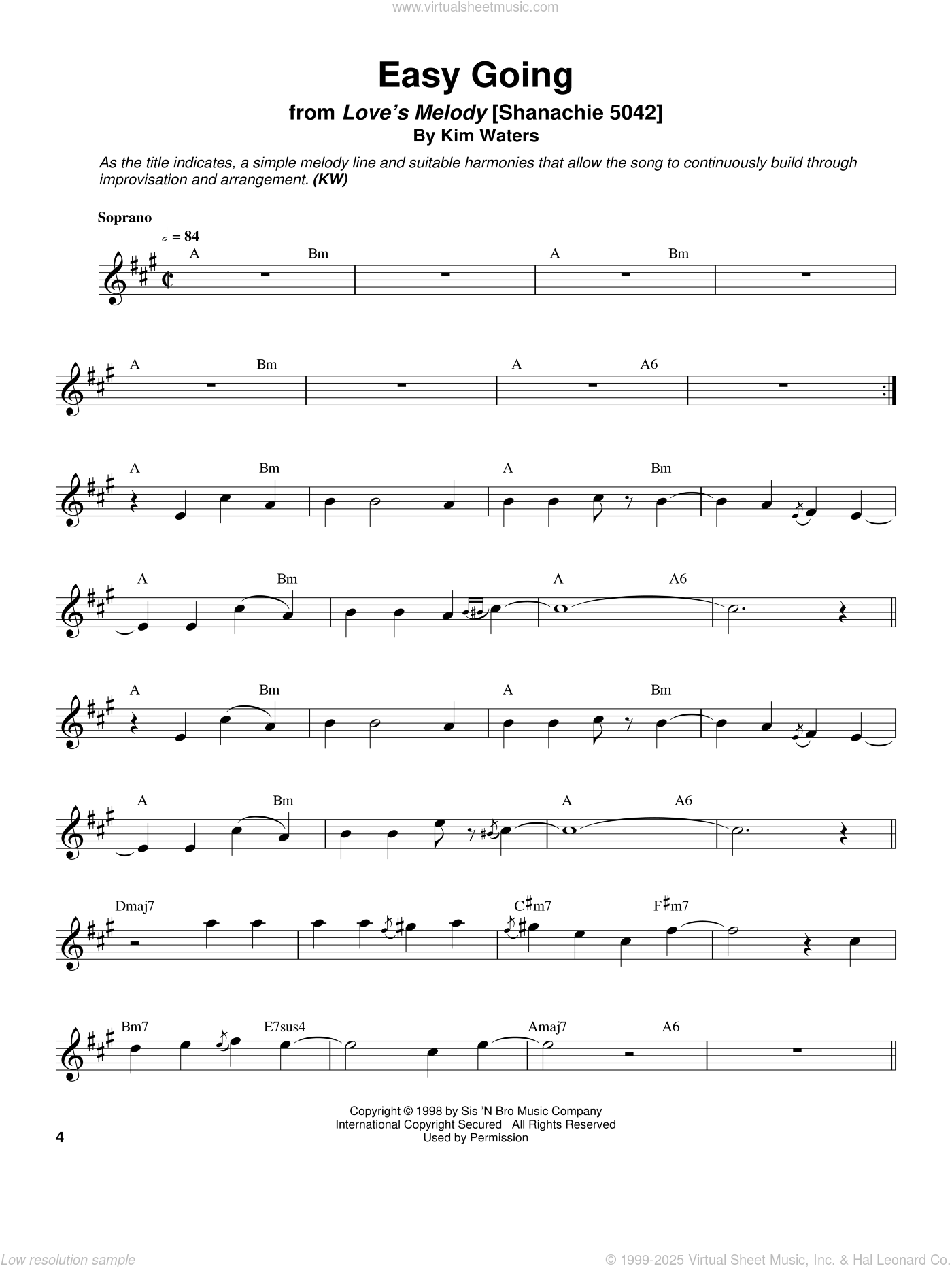 Easy Going sheet music for soprano saxophone solo (transcription)